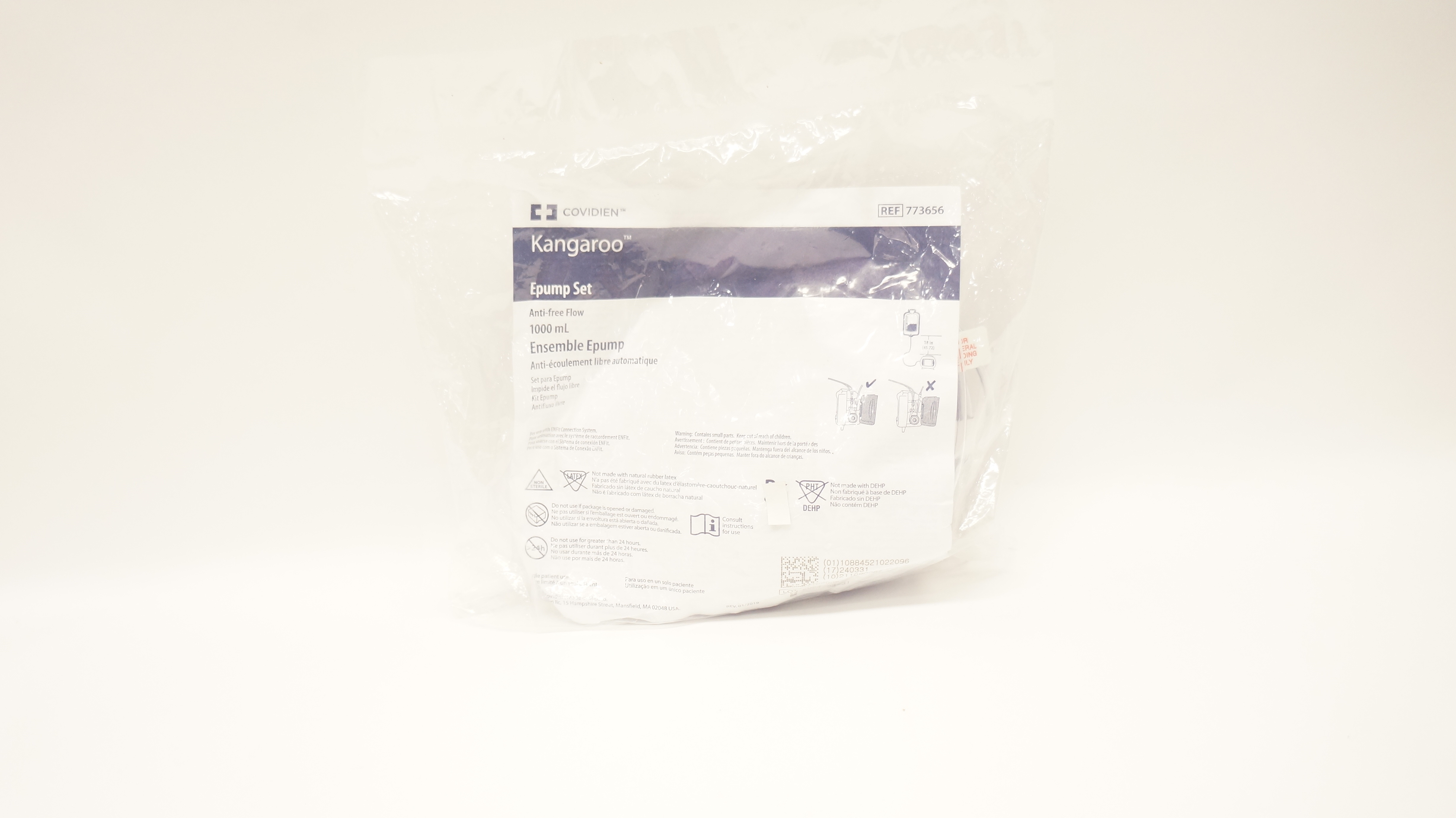 Covidien 773656 Kangaroo Epump Set Anti-Free Flow 1000mL