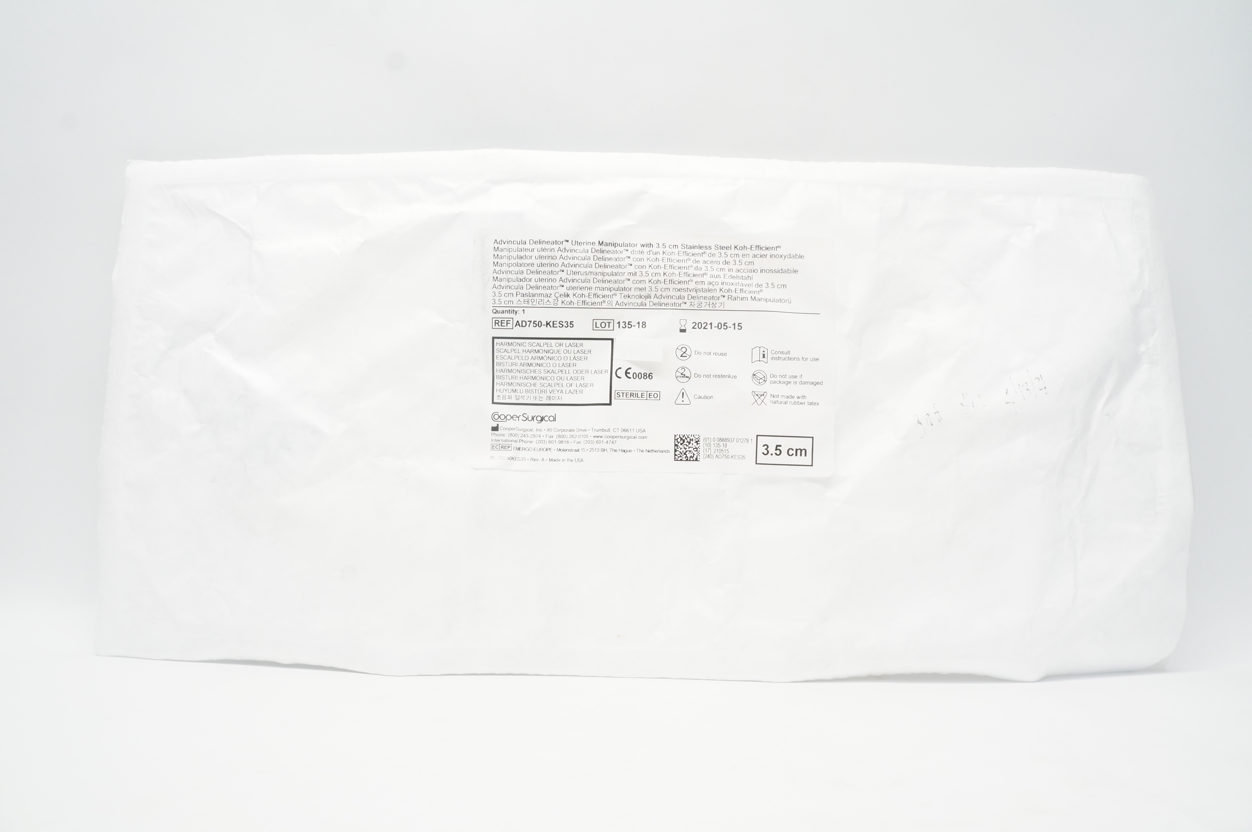 Cooper Surgical AD750-KES35 Advincula Delineator Uterine Manipulator 3. ...