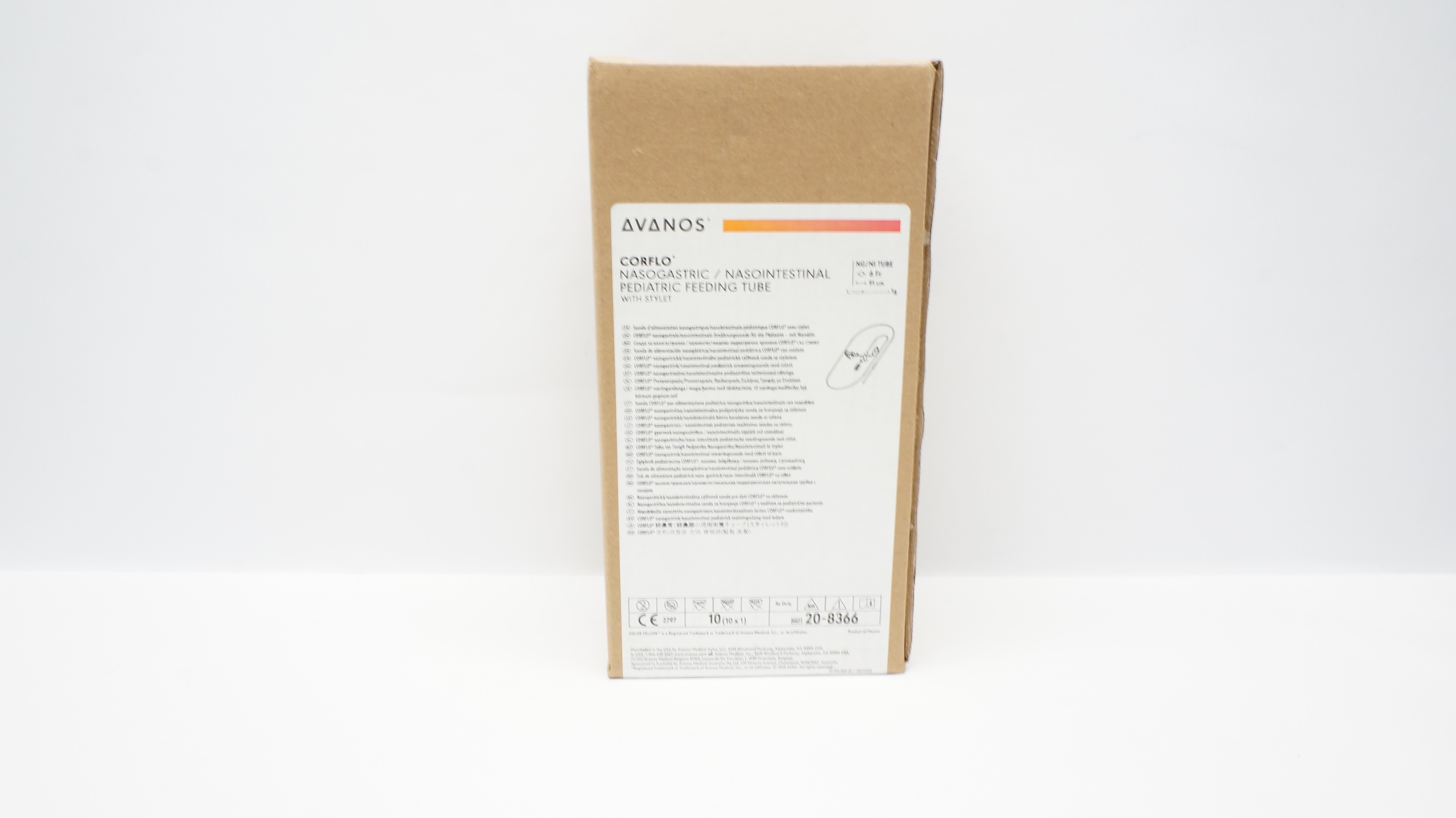 Avanos 20-8366 Corflo Pediatric Feeding Tube 6Fr x 91cm - Box of 10