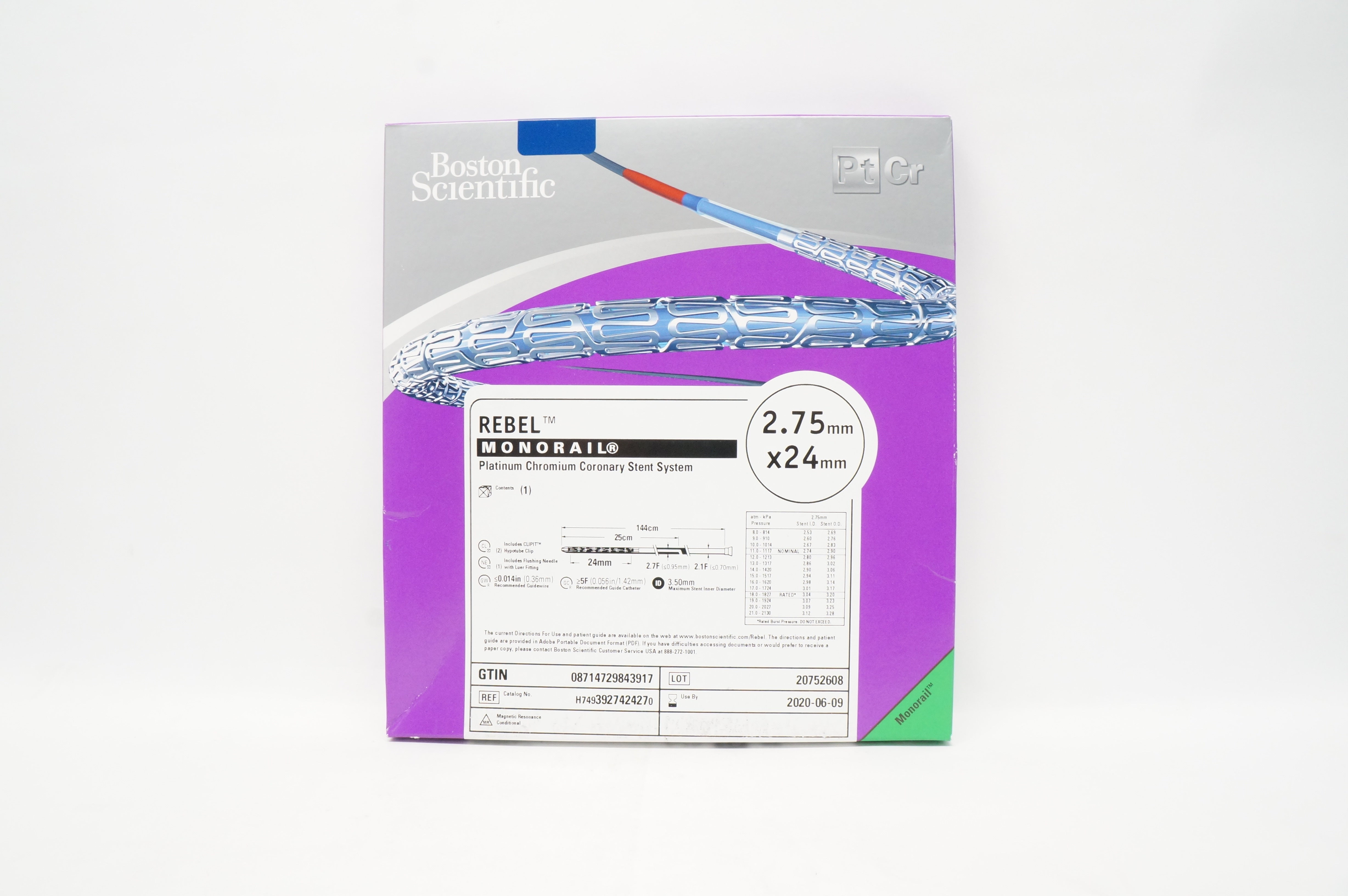 Boston Scientific 392742427 REBEL Monorail Stnt. System 2.75 x 24mm (x)