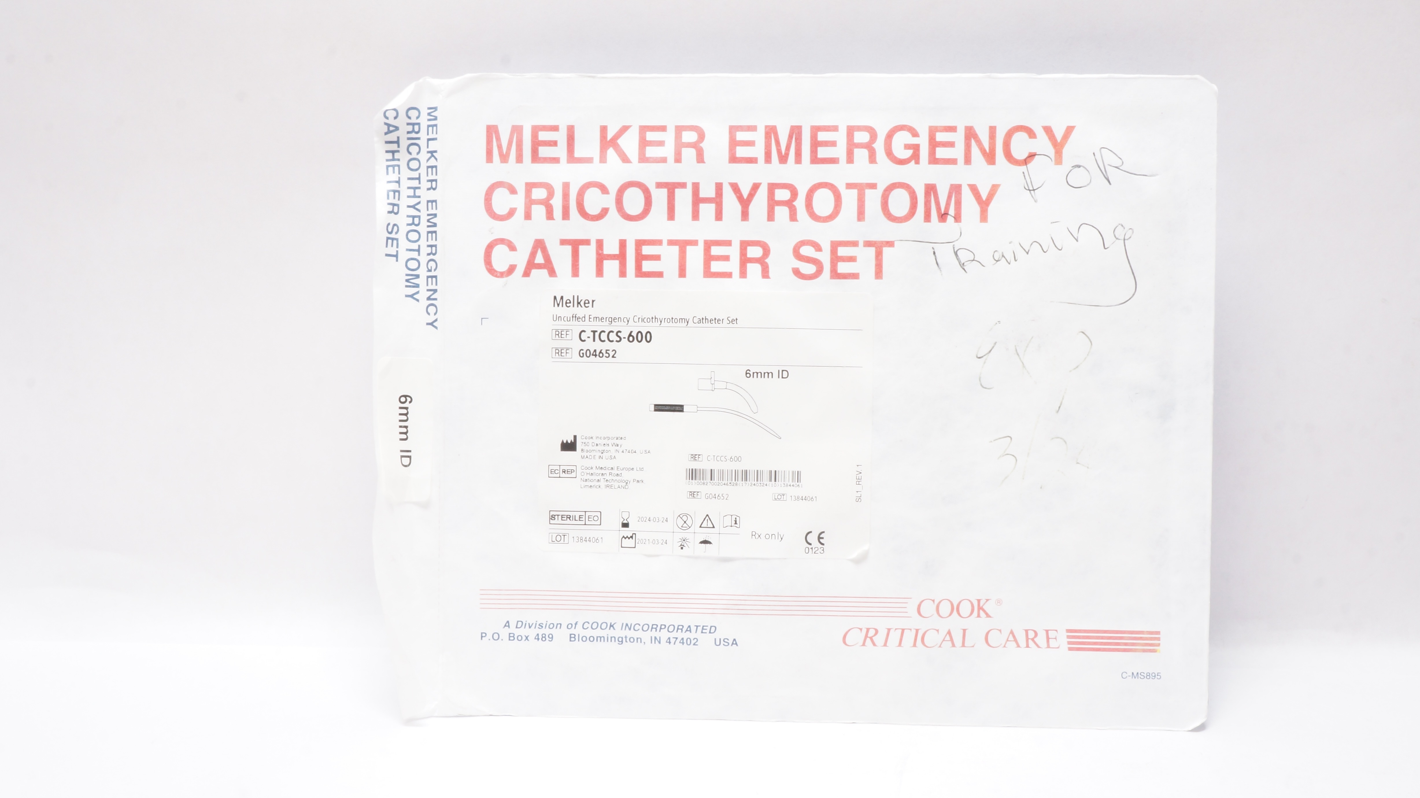Cook Medical G04652 Melker Uncuffed Emergency Cricothyrotomy Cath. Set ...