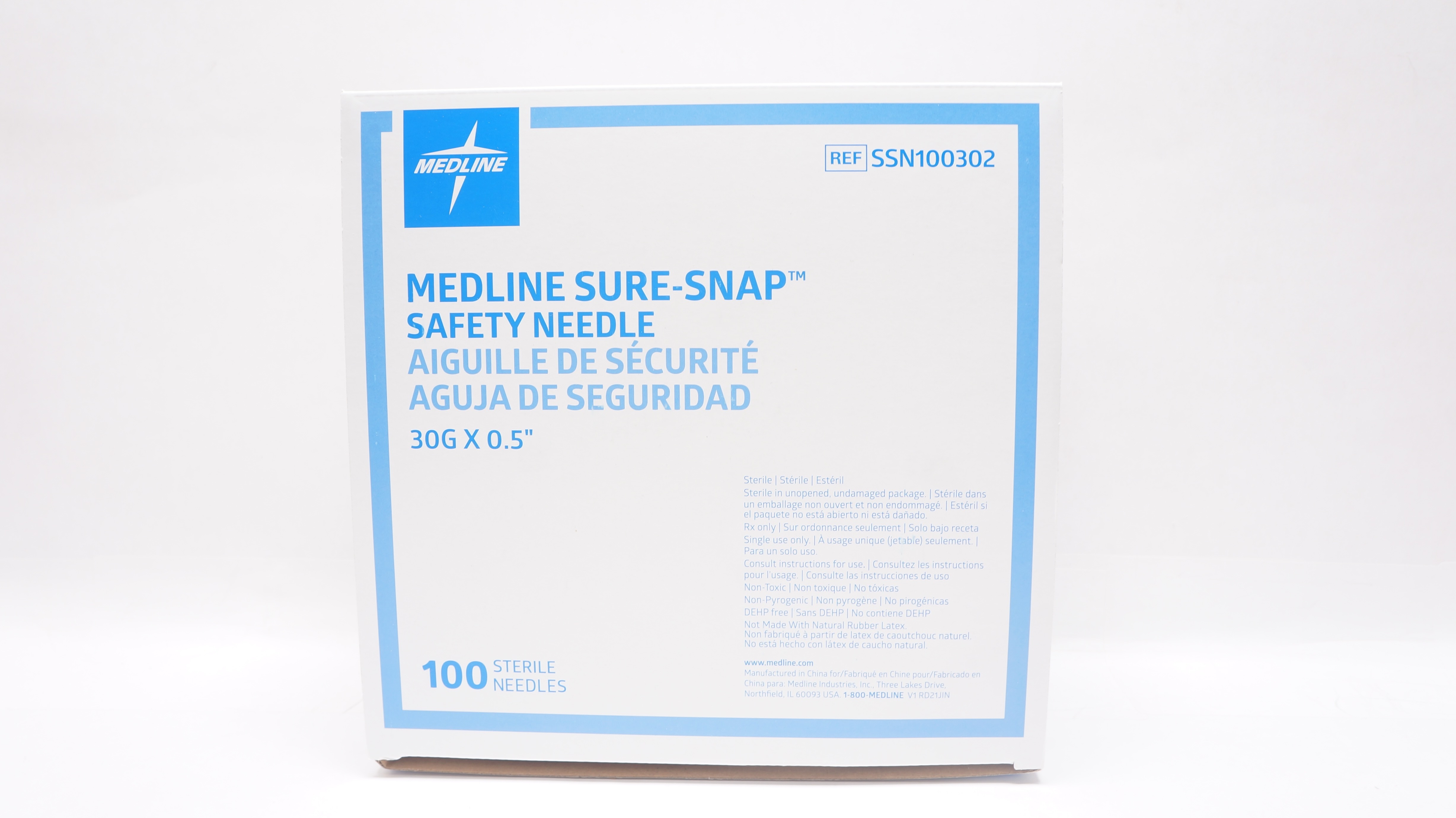 Medline SSN100302 Sure-Snap Hypodermic Safety Ndle, 30G x 0.5inch - Box ...