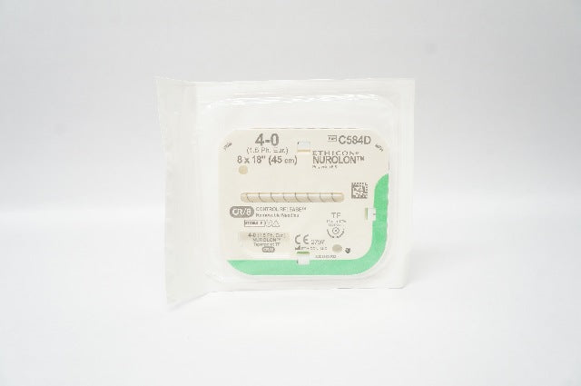 Ethicon C584D 4-0 NUROLON Nylon Stre TF 13mm 1/2c Taperpoint 8 x 18inch