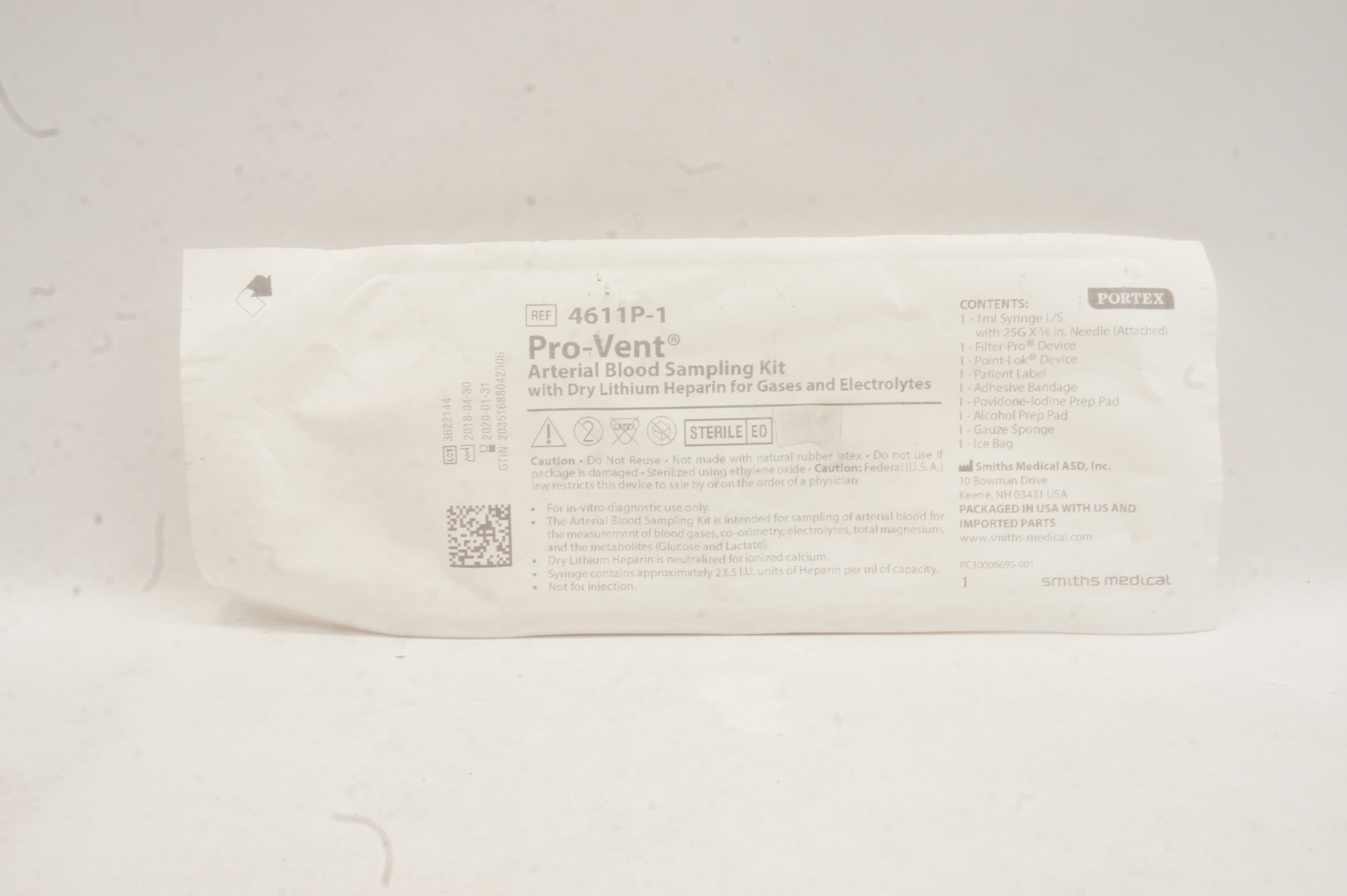 Smiths Medical 4611P-1 Portex Pro-Vent Arterial Blood Sampling Kit (x)