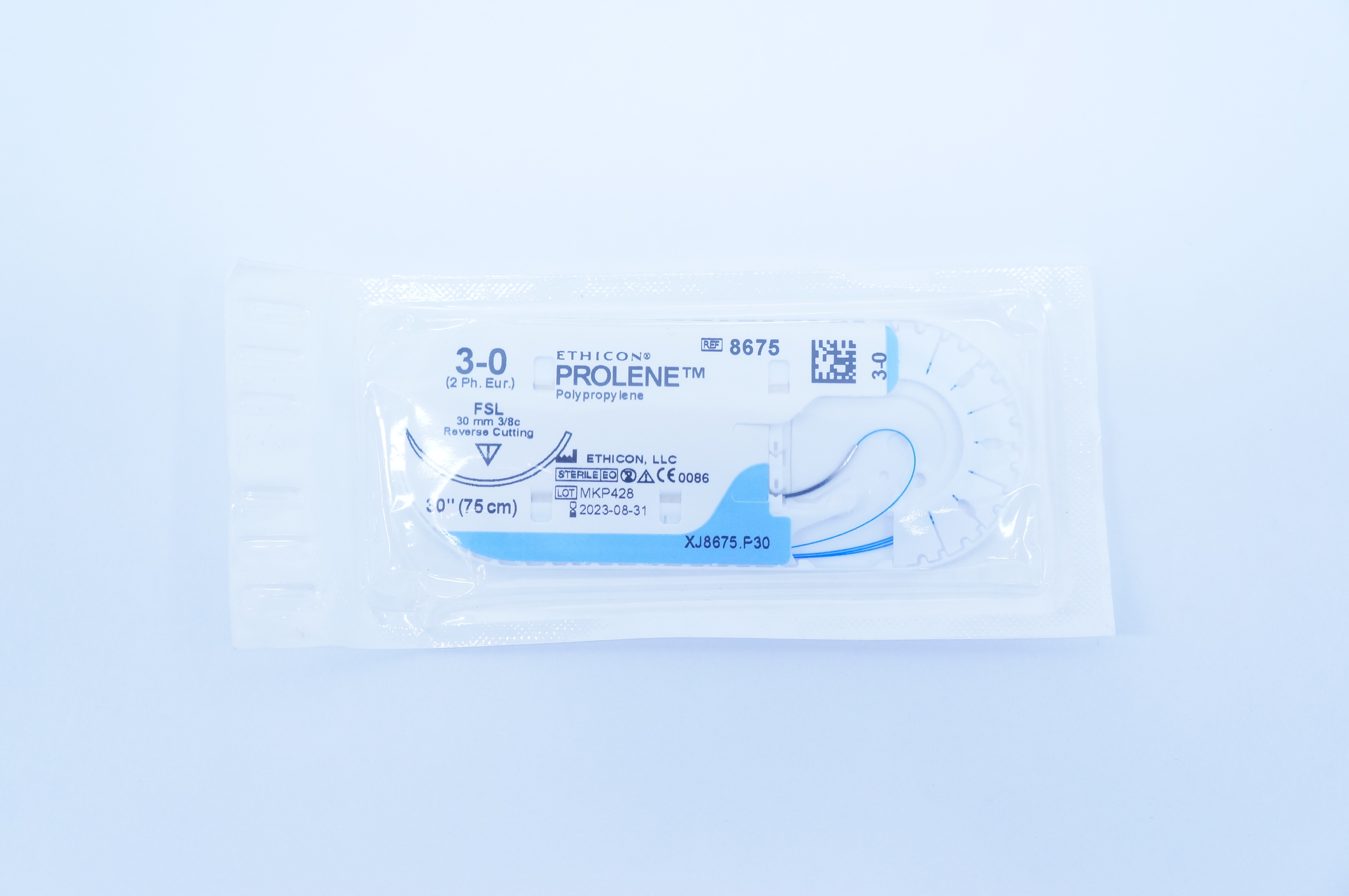 Ethicon 8675 3-0 PROLENE, FSL, 30mm 3/8c Reverse Cutting, 30inch