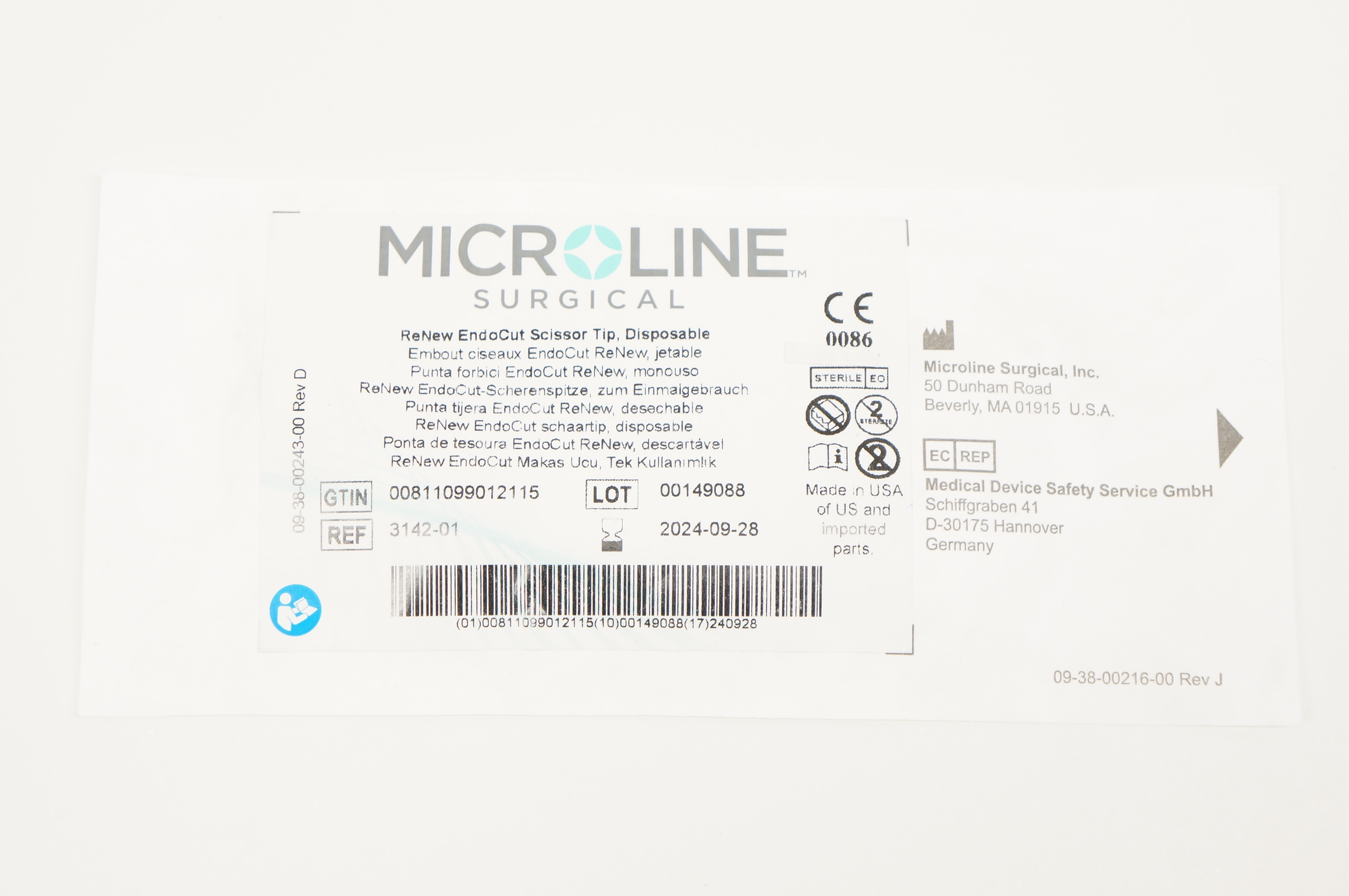 Microline Surgical 3142-01 ReNew EndoCut Scissor Tip, Disposable