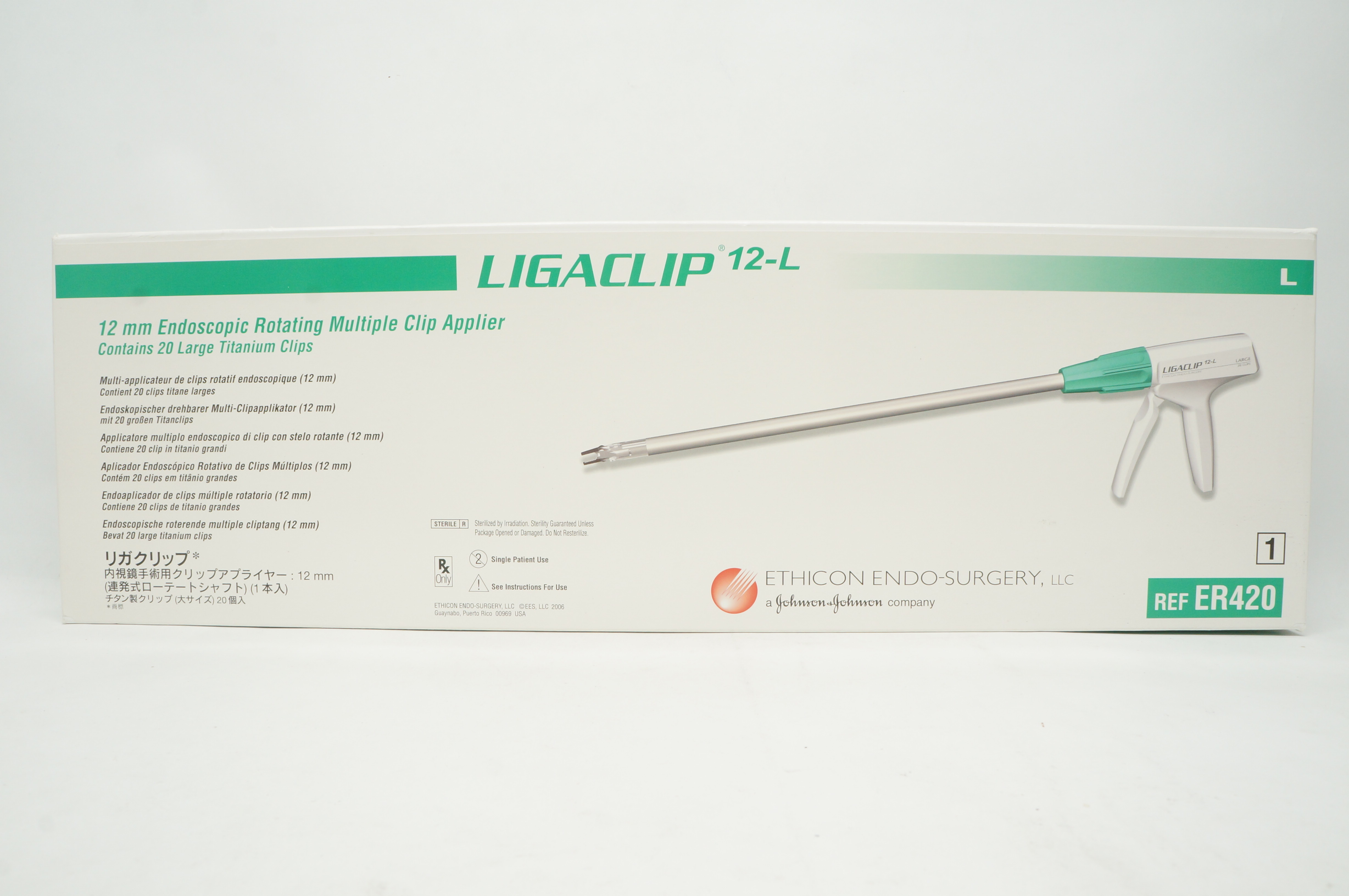 Ethicon ER420 LIGACLIP 12mm Endoscopic Rotating Multiple Clip Applier (x)