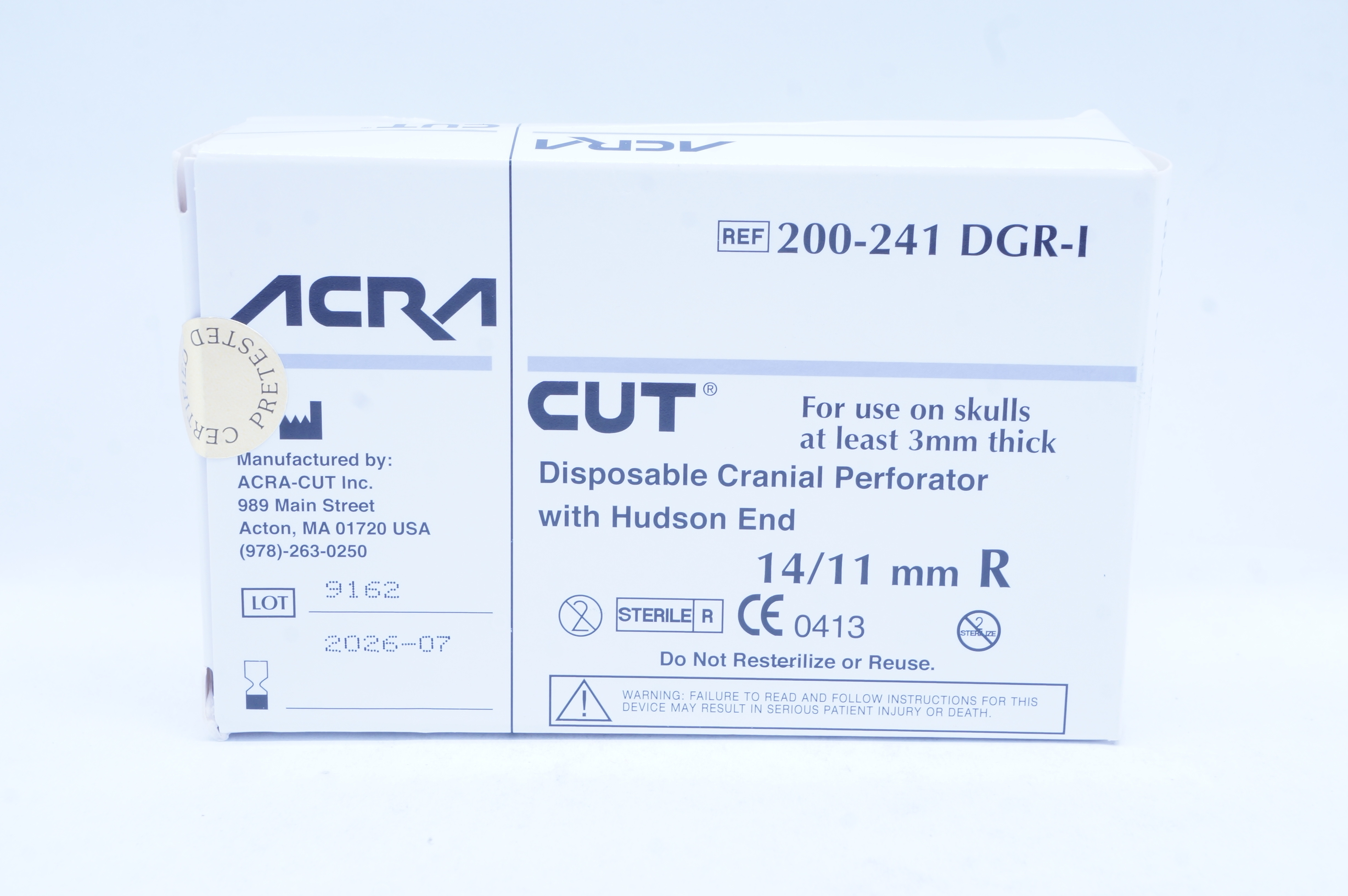 ACRA-CUT 200-241 DGR-1 Disposable Cranial Perforator W/ Hudson End 14 ...
