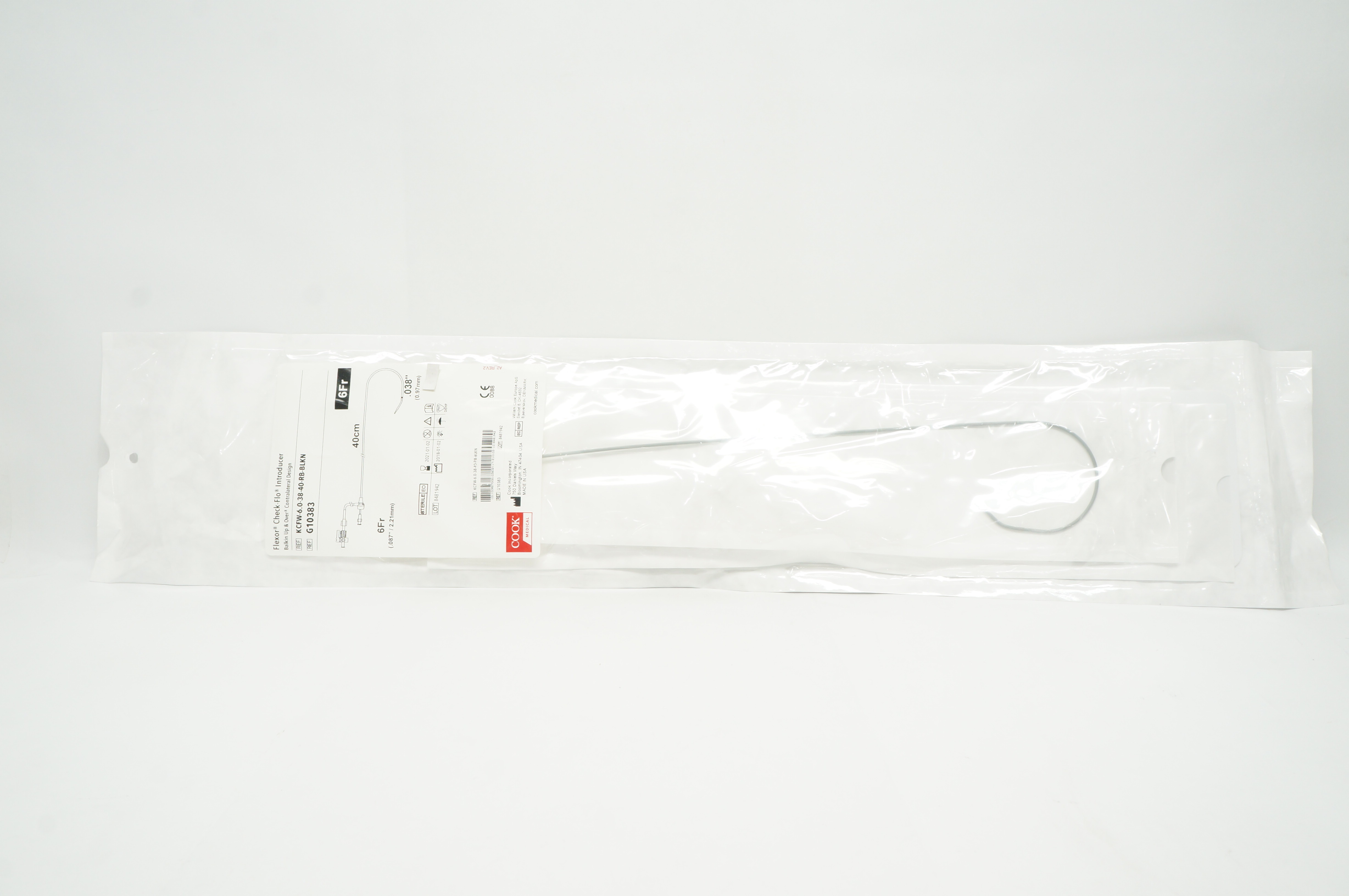 Cook Medical G10383 Flexor Check-Flo Introducer 6.0Fr x .038 inch x 40 ...