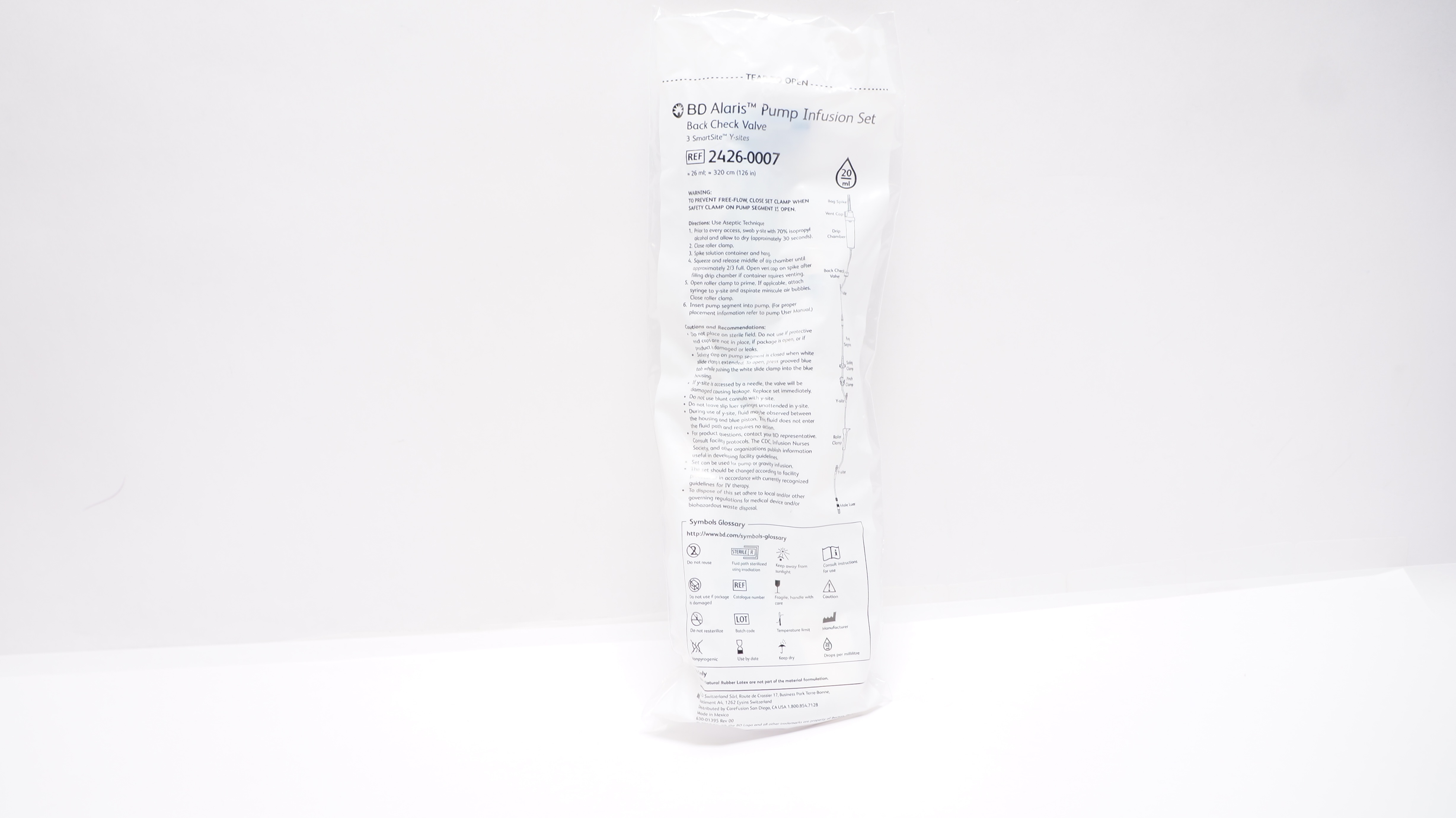 BD 2426-0007 Alaris Pump Infusion Set Back Check Valve 20Drops/ml ...