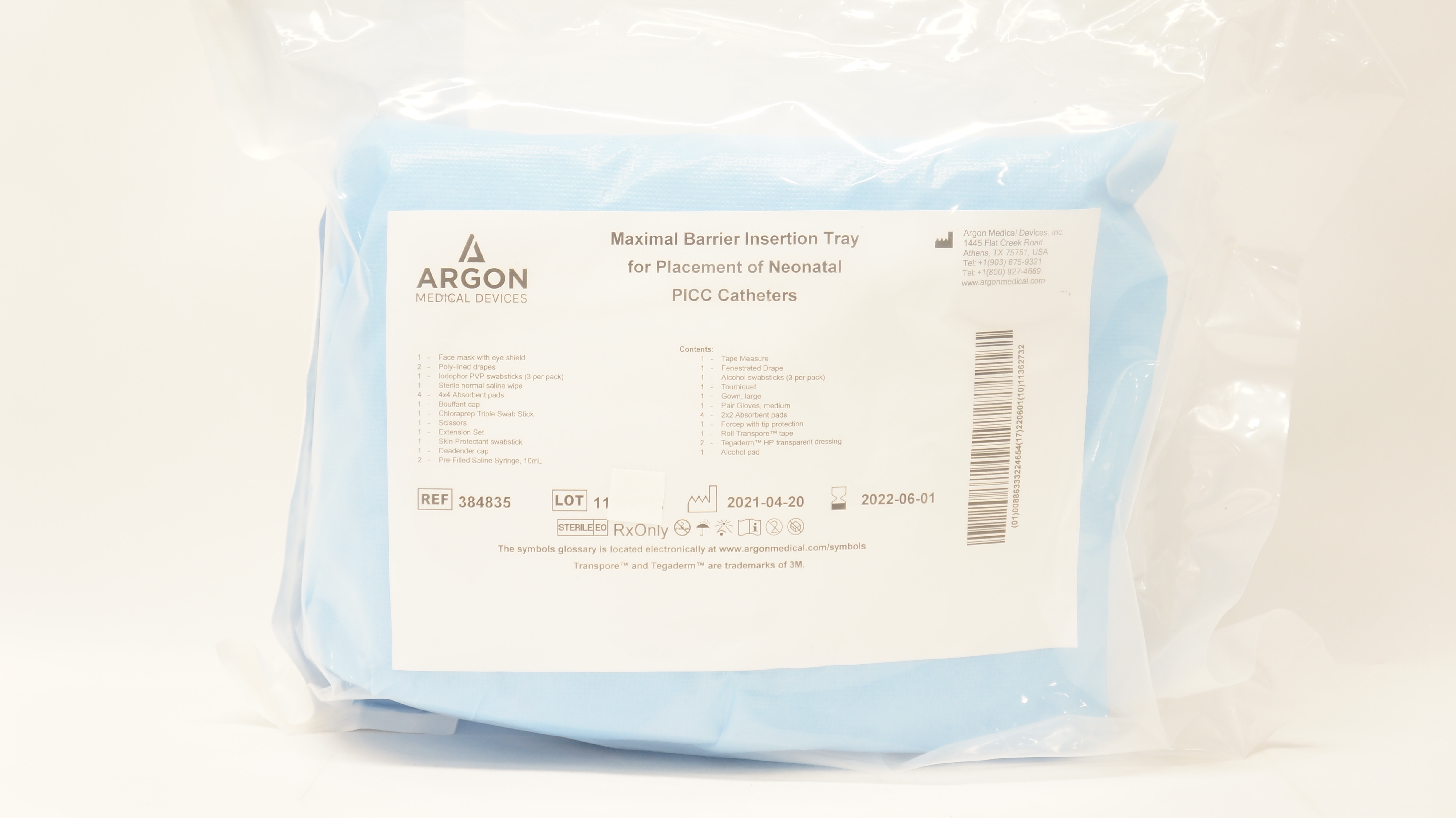 Argon 384835 Maximal Barrier Insertion Tray For Placement of Neonatal ...