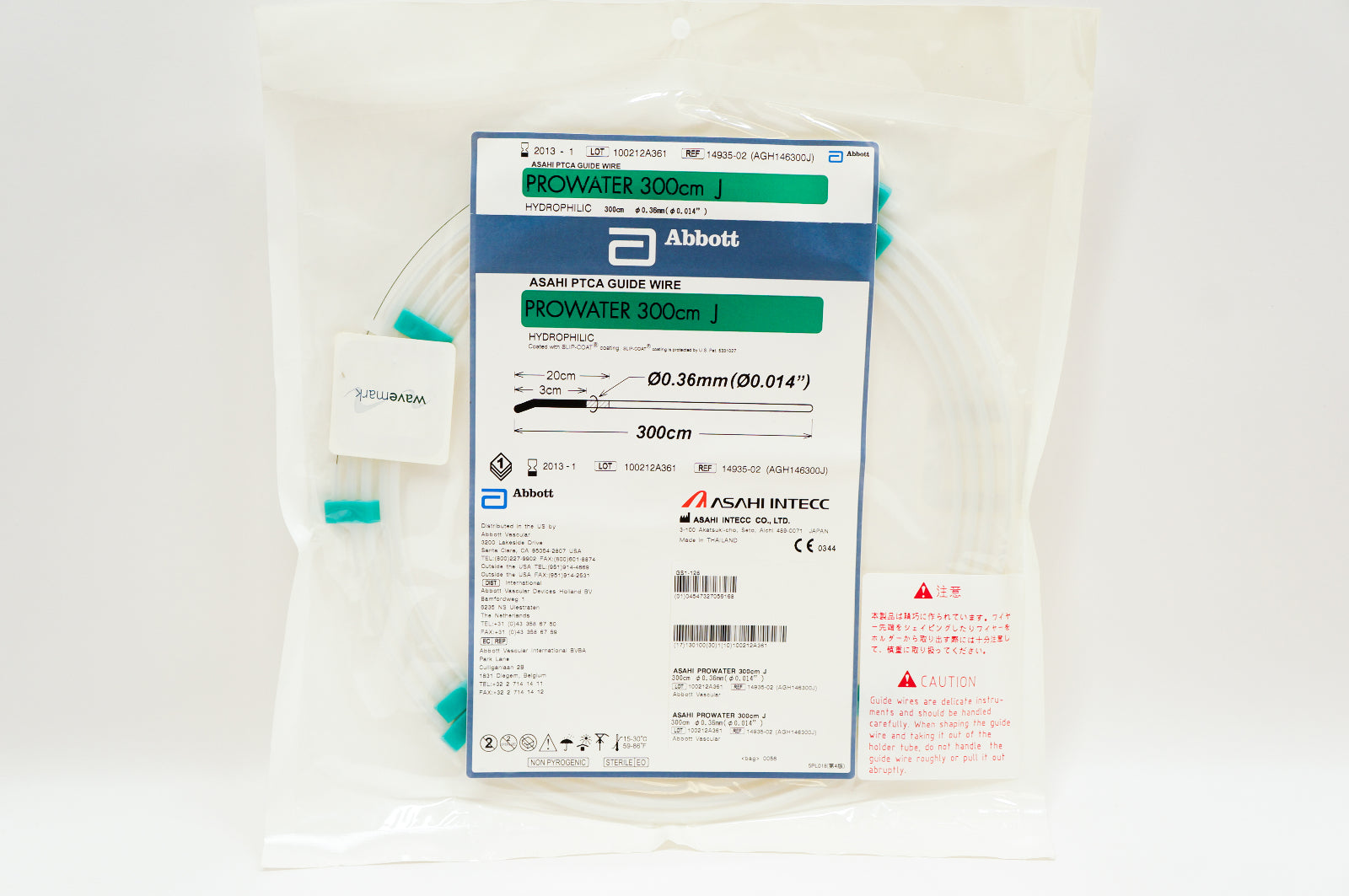 Abbott 14935-02 ASAHI PTCA Guide Wire, PROWATER 300cm J, 0.36mm x 300cm (x)