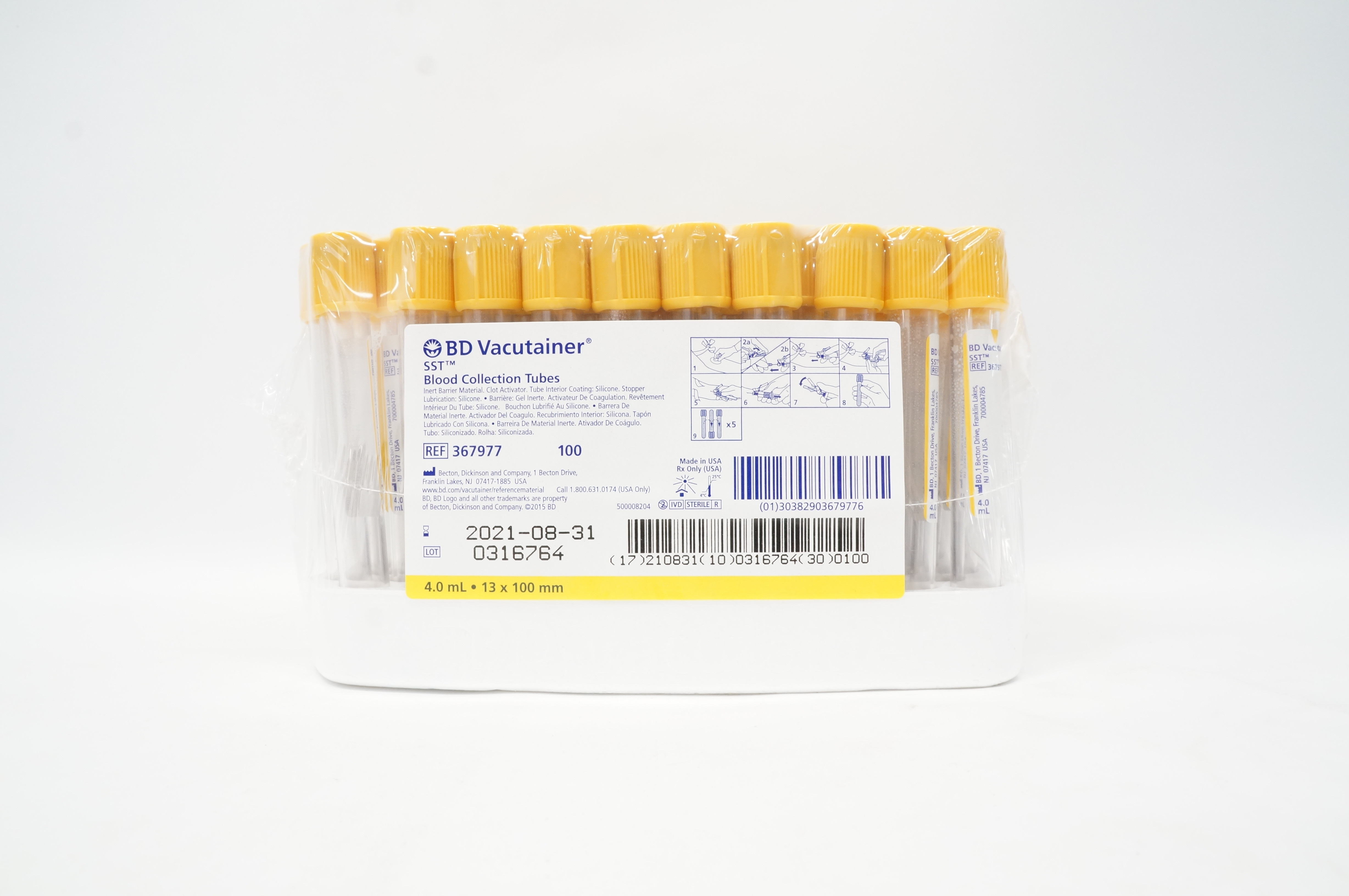 BD 367977 Vacutainer SST Blood Collection Tubes 4.0 mL x 13 x 100mm ...