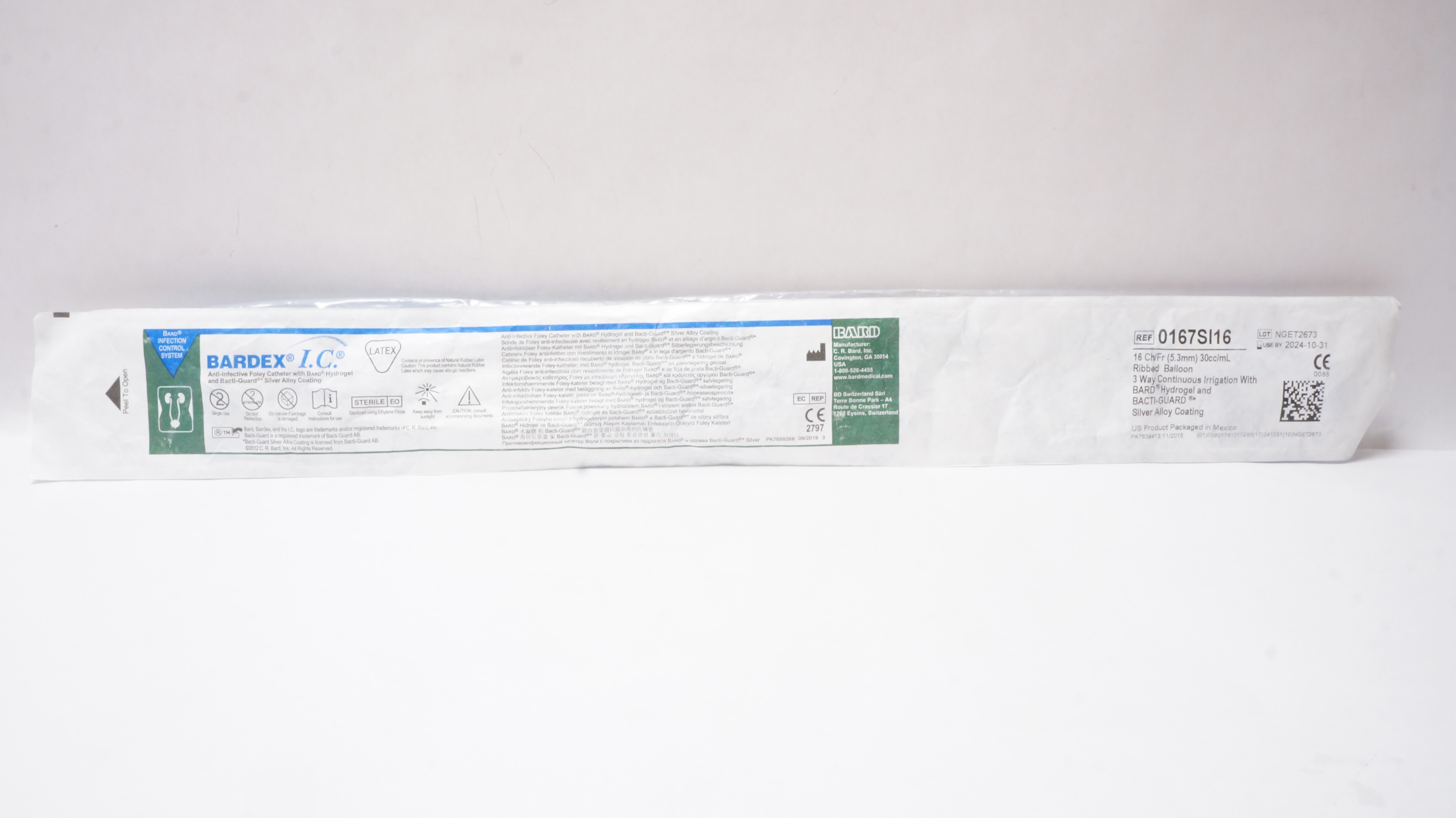 Bard 0167SI16 Bardex IC Anti-Infective Foley Cath.16Ch/Fr 30cc/mL ...