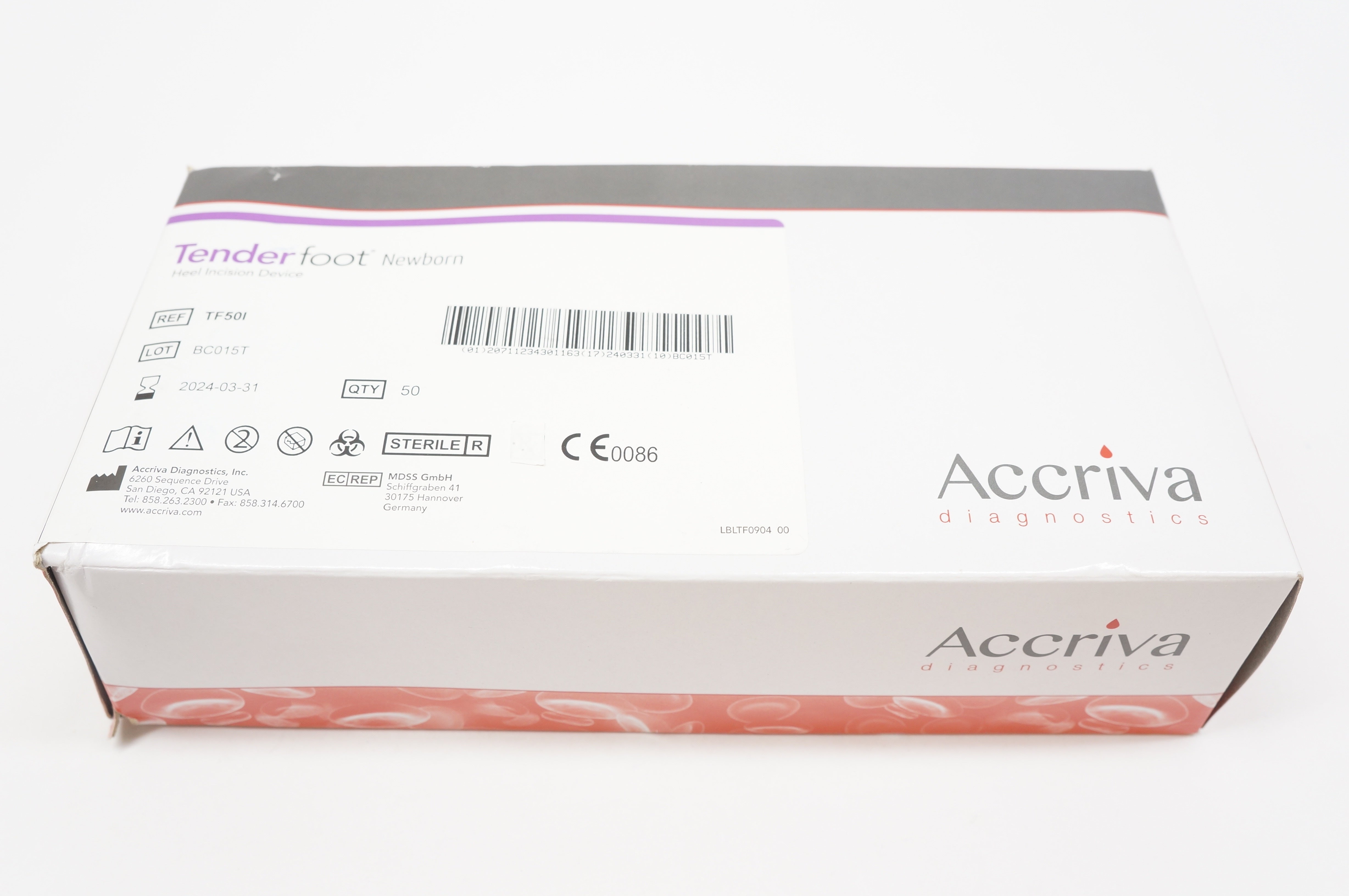 Accriva Diagnostics TF50I Tenderfoot Newborn Heel Incision Device - Box ...