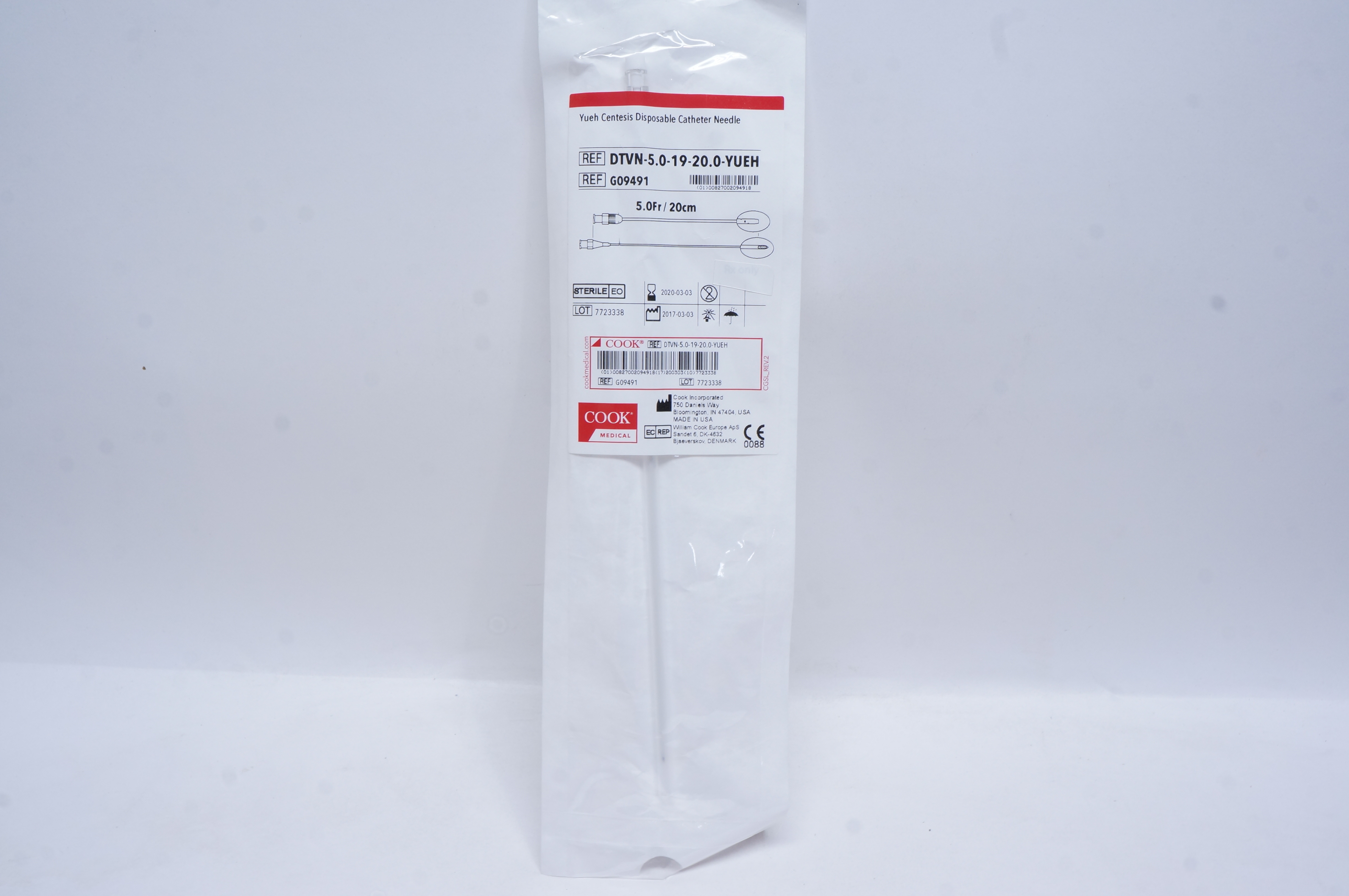 Cook Medical G09491 Yueh Centesis Disposable Cath. Ndle 5Fr. x 20cm (x)