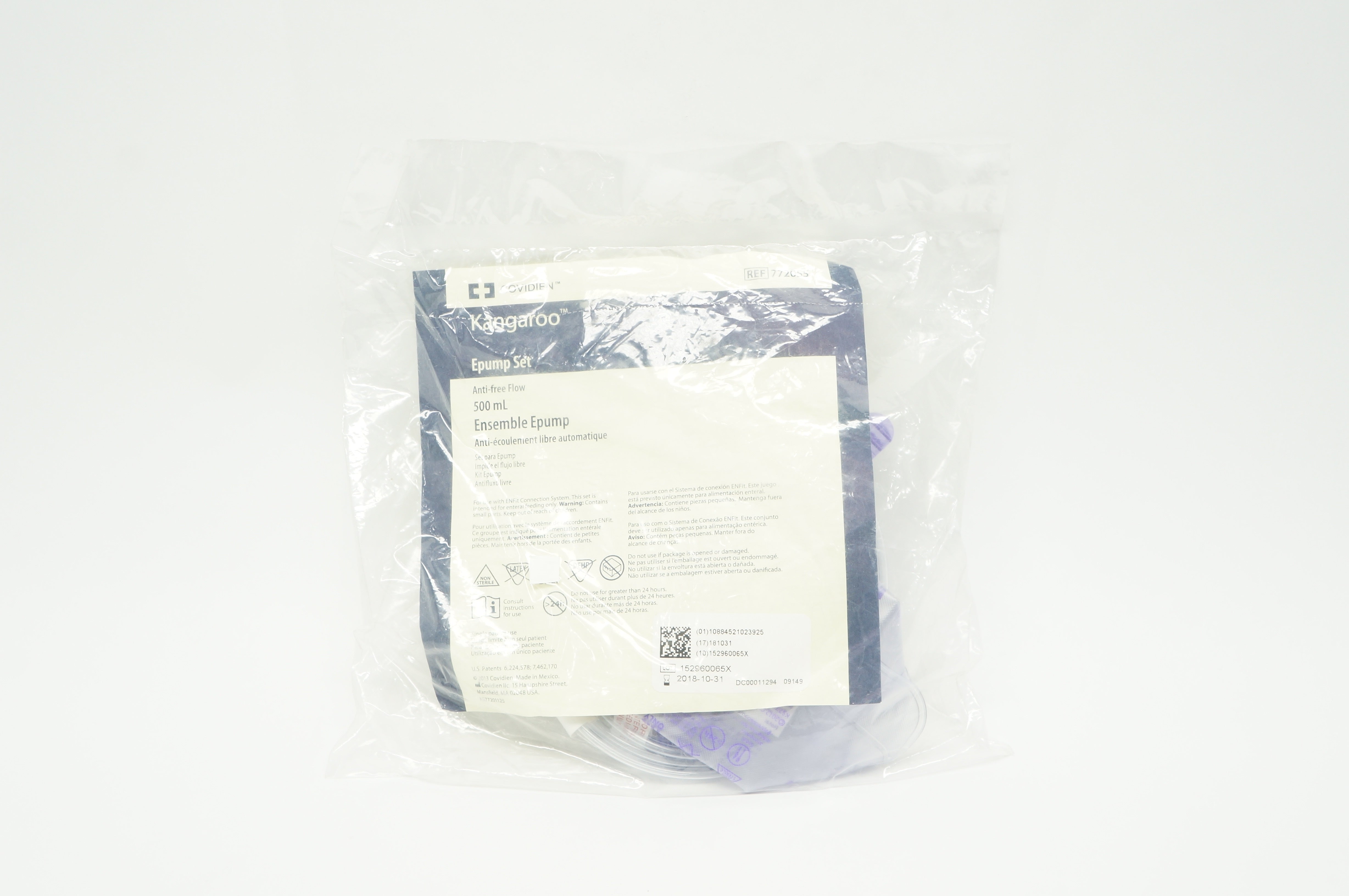 Covidien 772055 Kangaroo Epump Set Anti-free Flow 500mL (x)