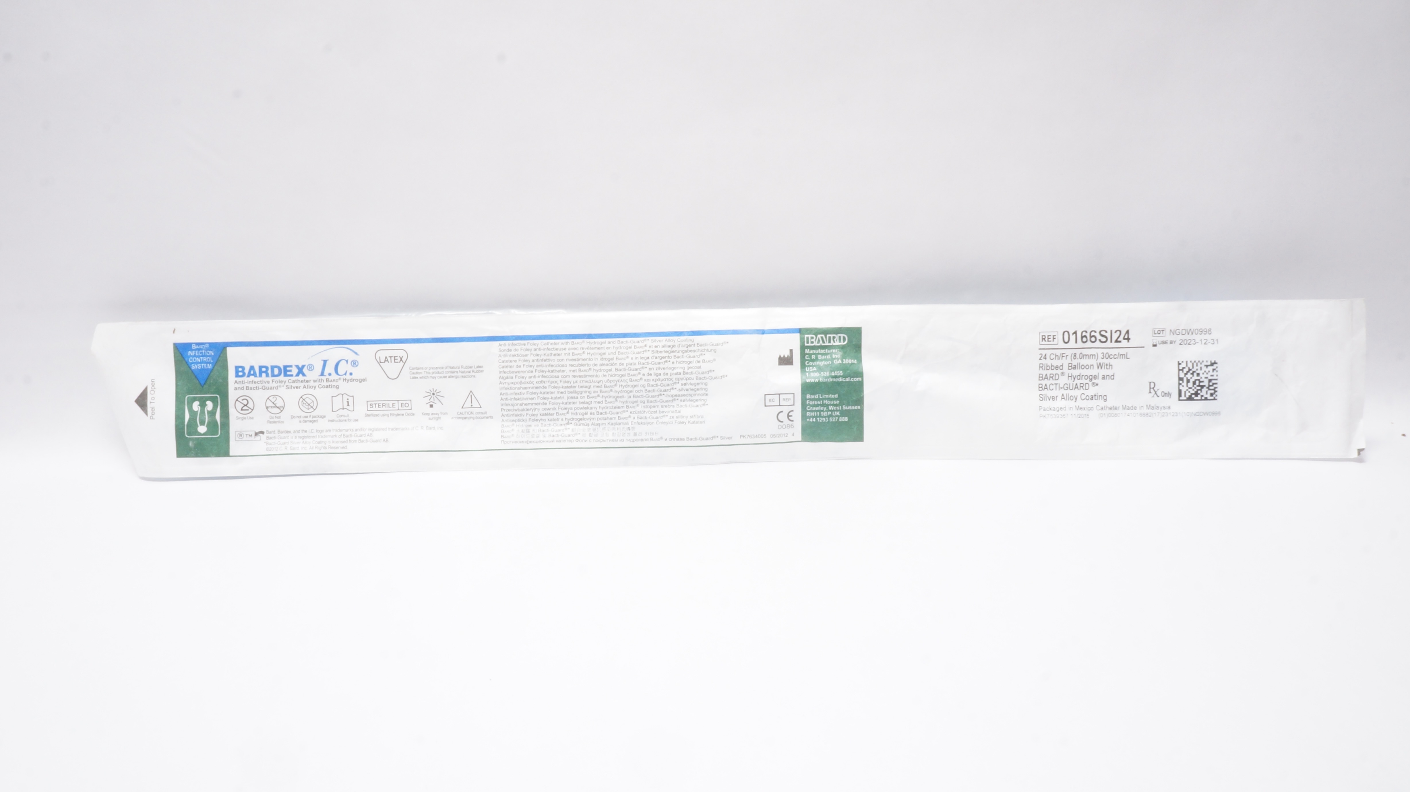 Bard 0166SI24 Bardex I.C. Anti-Infective Foley Cath. 24Ch/Fr 30cc/mL ...