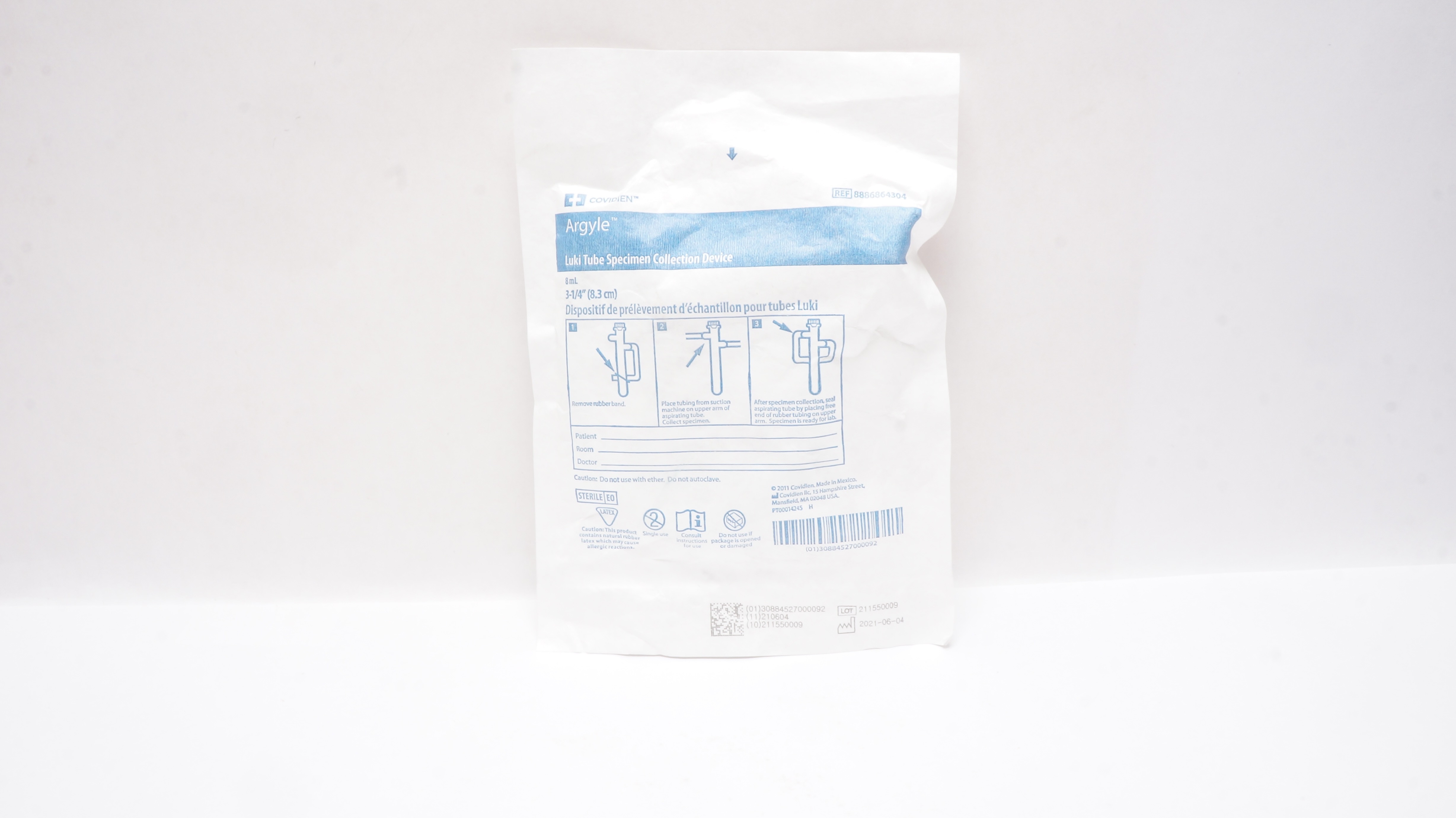 Covidien 8886864304 Argyle Luki Tube Specimen Collection Device 3-1 ...