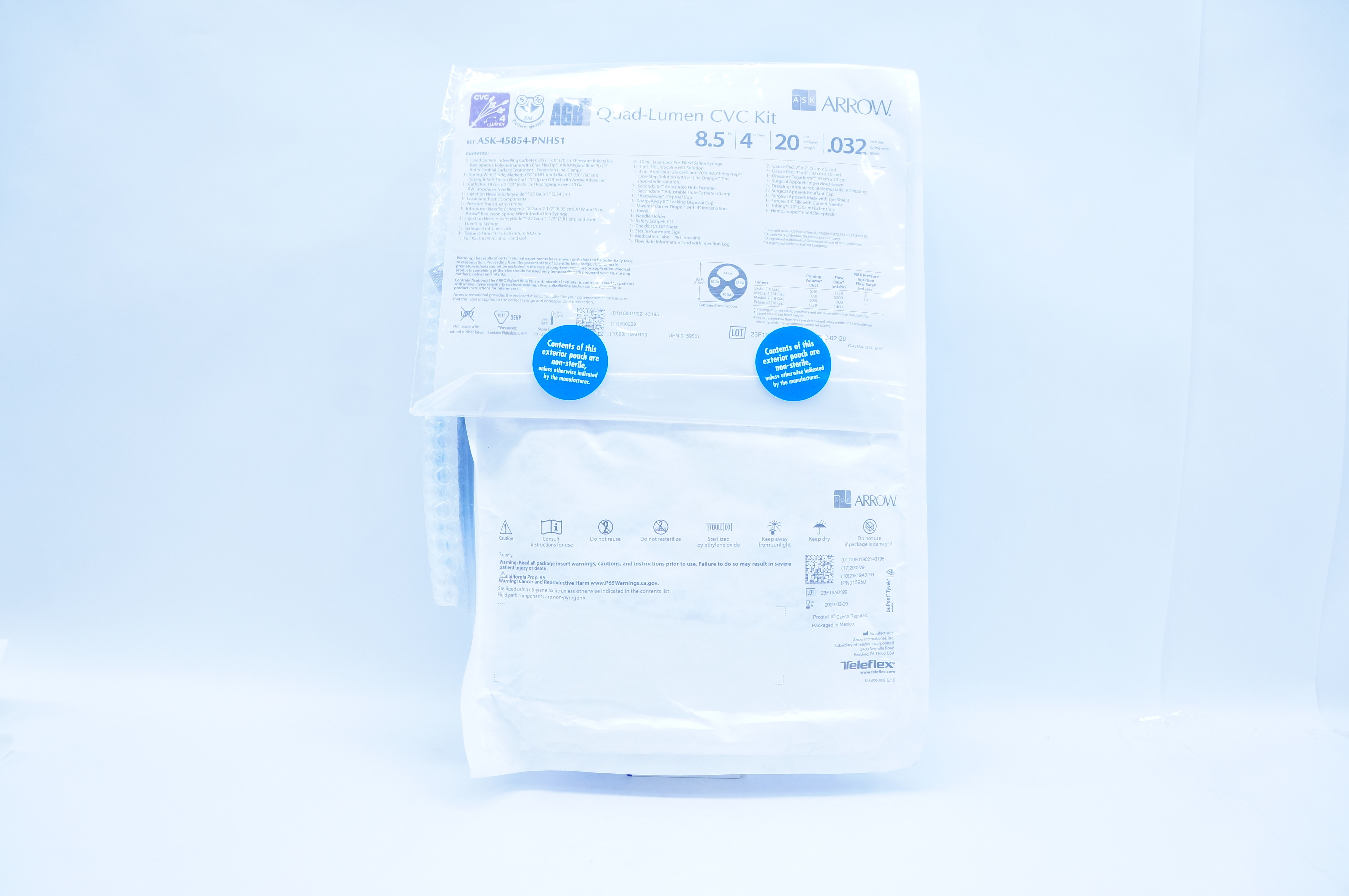 Arrow ASK-45854-PNHS1 Teleflex Quad-Lumen CVC Kit 8.5Fr. x 20cm (x)