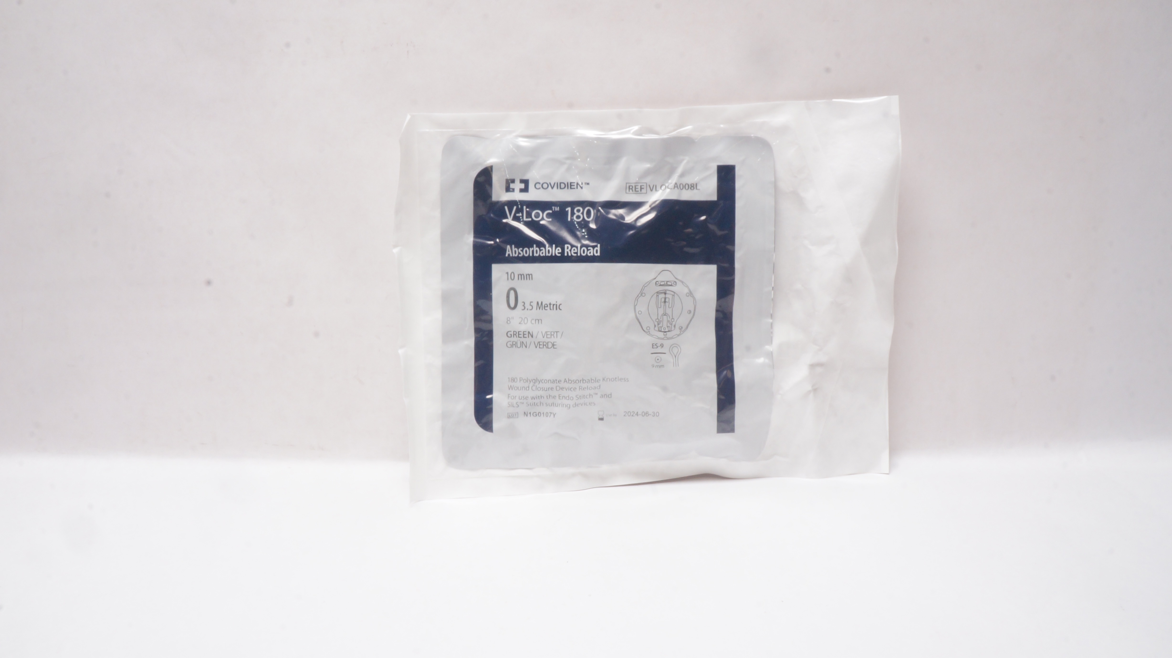 Covidien VLOCA008L V-Loc 180 Absorbable Reload 10mm, 0, 3.5Metric, Green