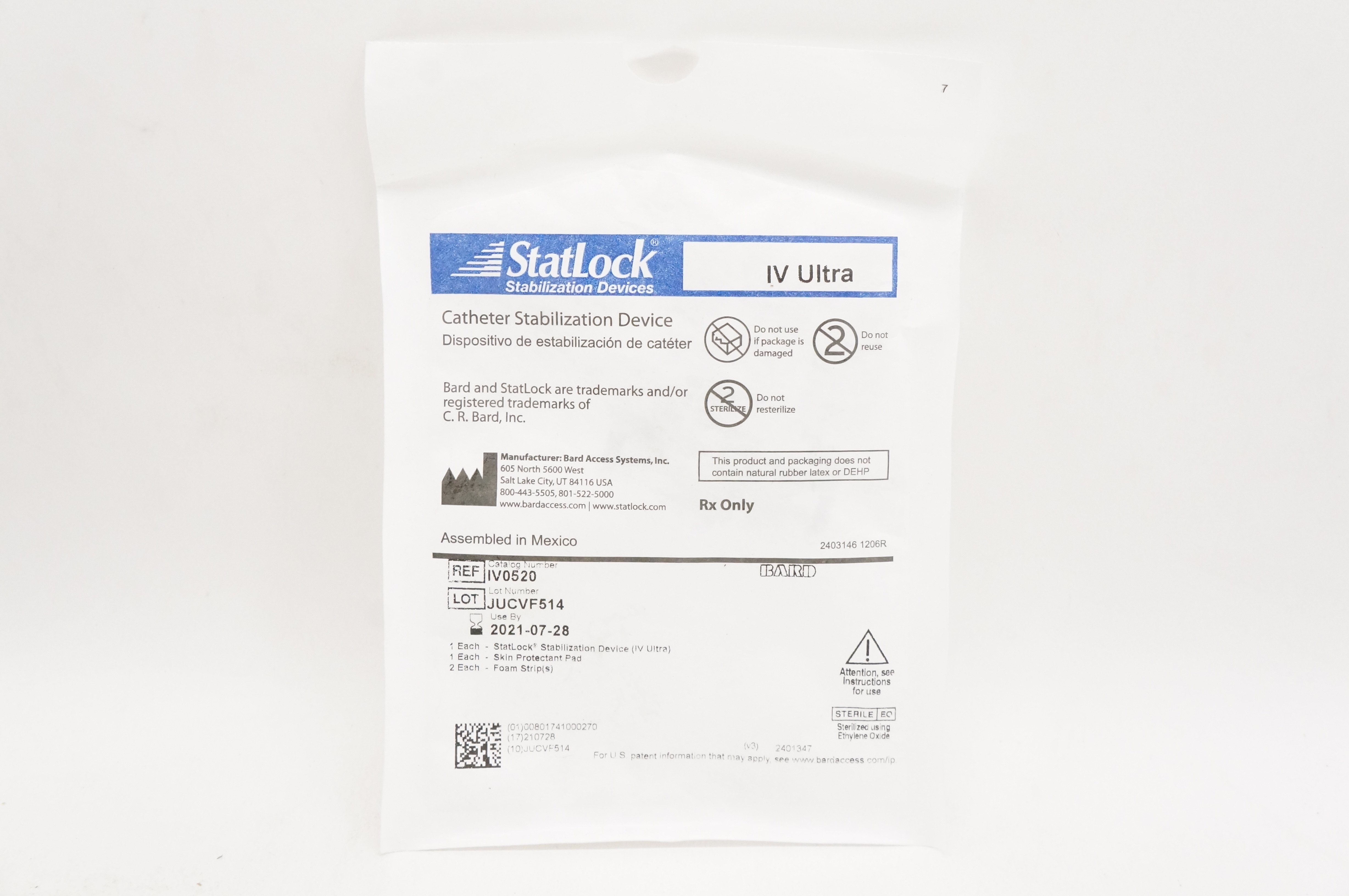 Bard IV0520 StatLock Cath. Stabilization Device IV Ultra (x)