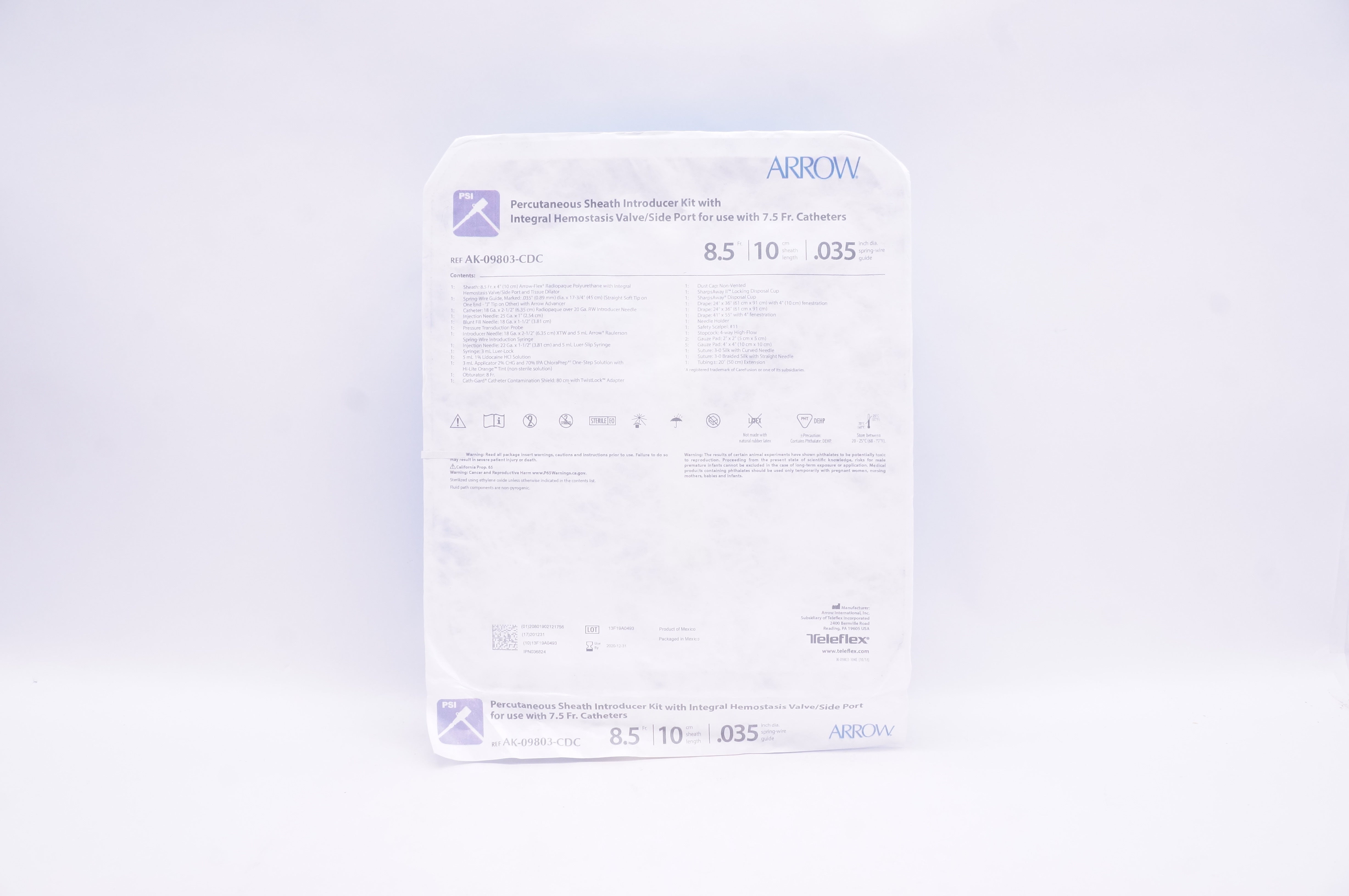 Arrow AK-09803-CDC Percutaneous Introducer Sheath Kit 8.5Fr x 10cm x ...