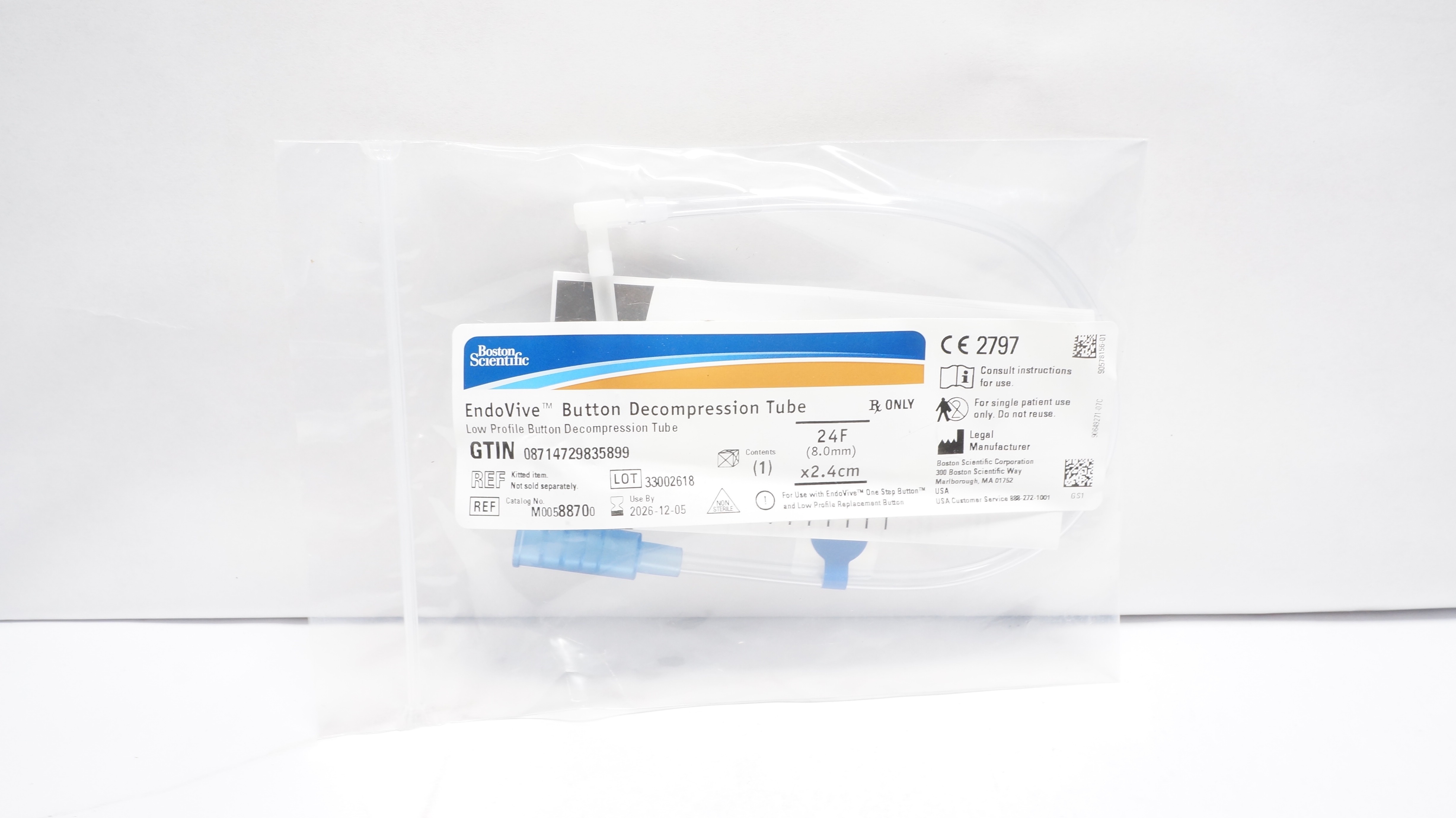 Boston Scientific M00588720 EndoVive Button Decompression Tube 24F x 4.4cm