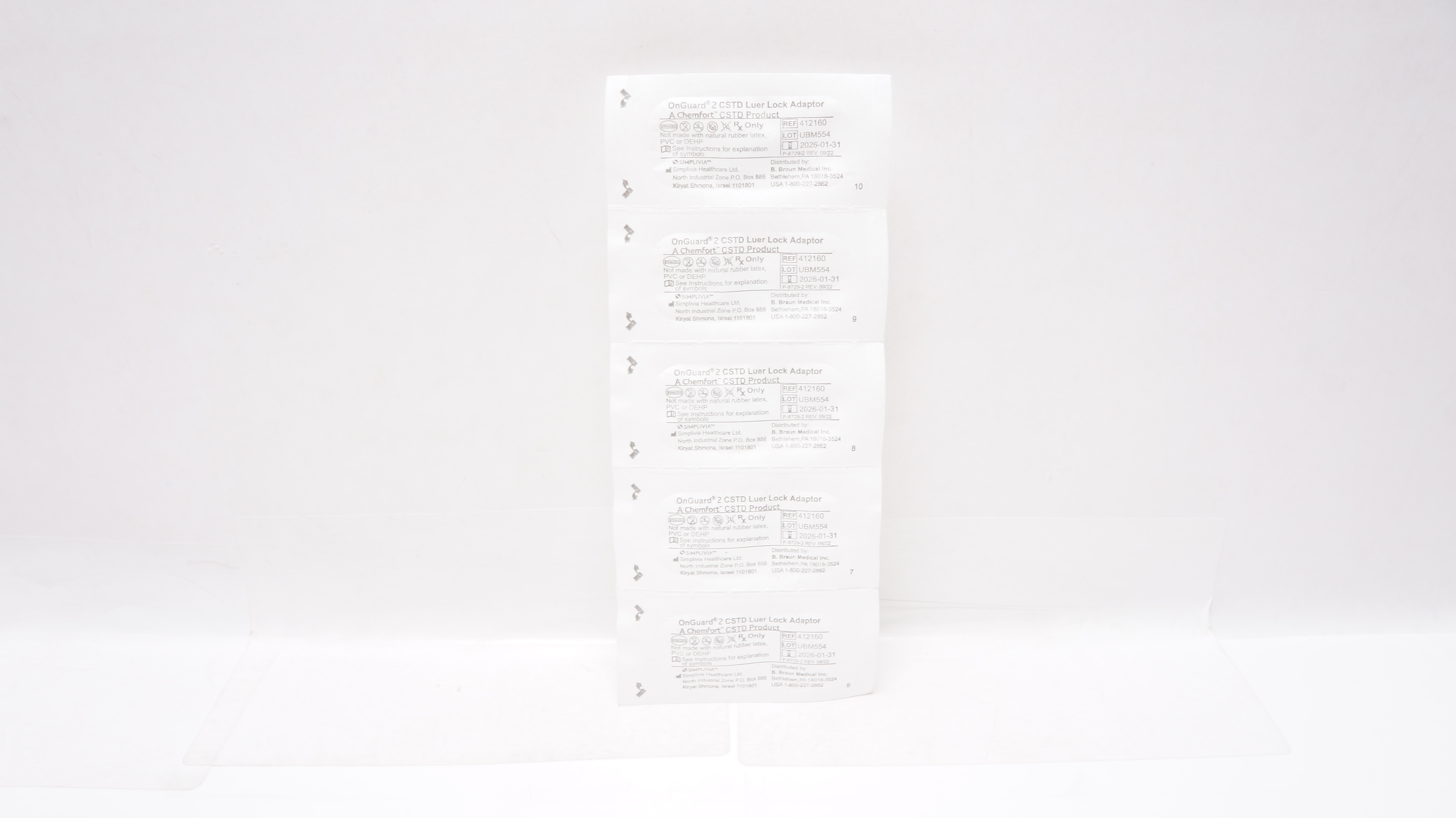 Simplivia Healthcare 412160 OnGuard 2 CSTD Luer Lock Adaptor - Pack of 5