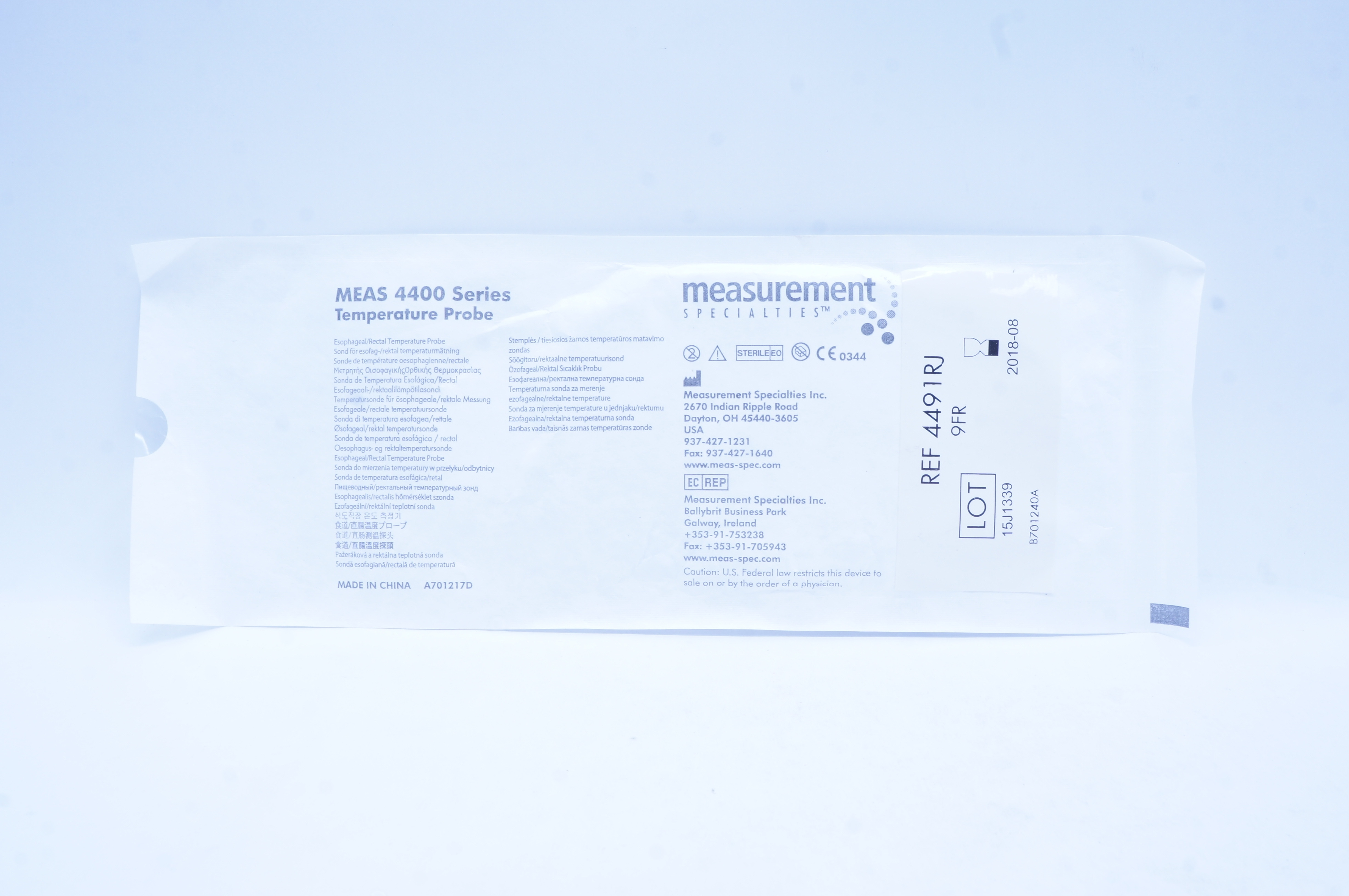 Measurement Specialities 4491RJ Esophageal/Rectal Temperature Probe 9Fr (x)