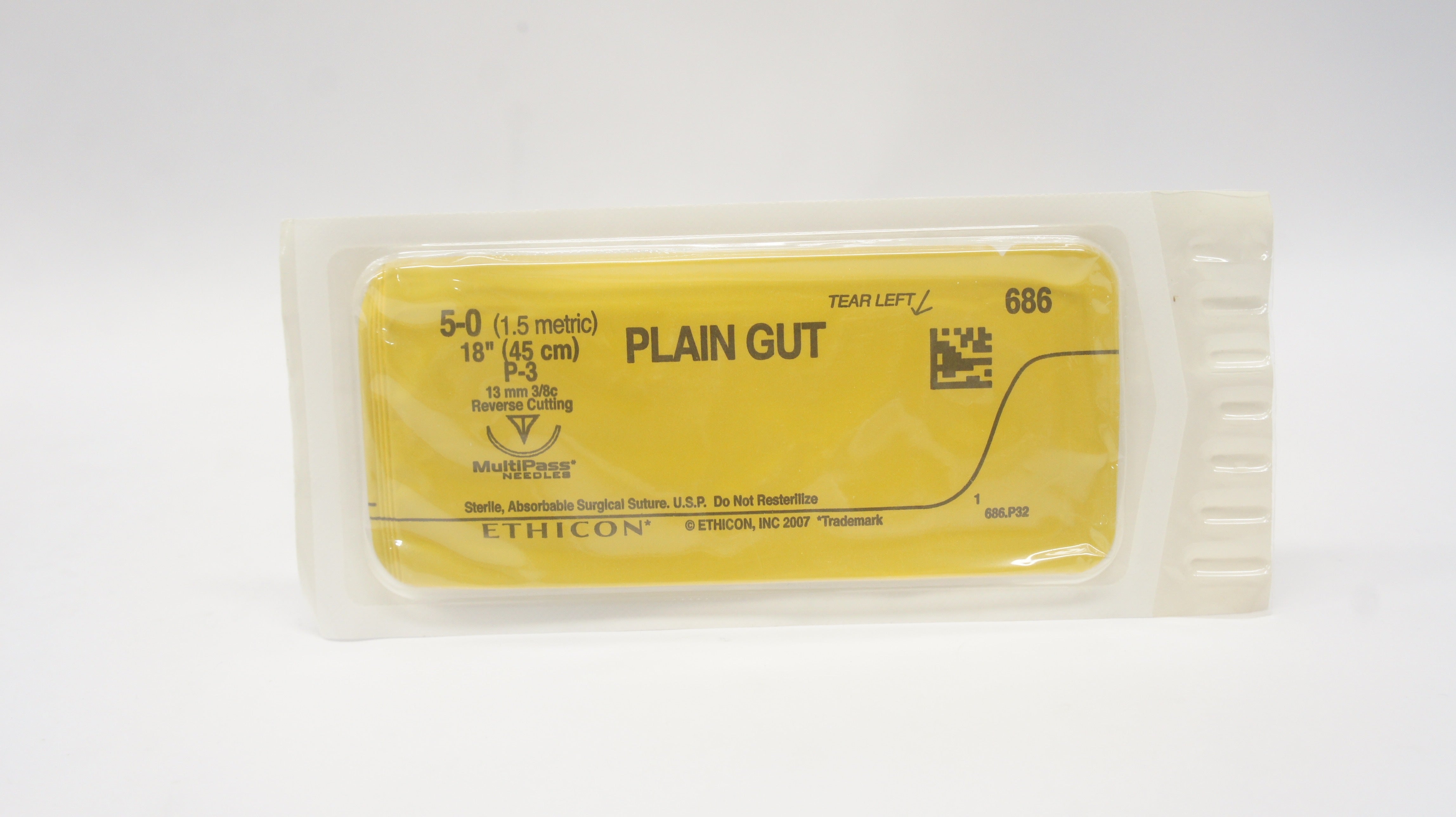Ethicon 686 5-0 Plain Gut Surgical Stre P-3 13mm 3/8c Reverse Cutting ...