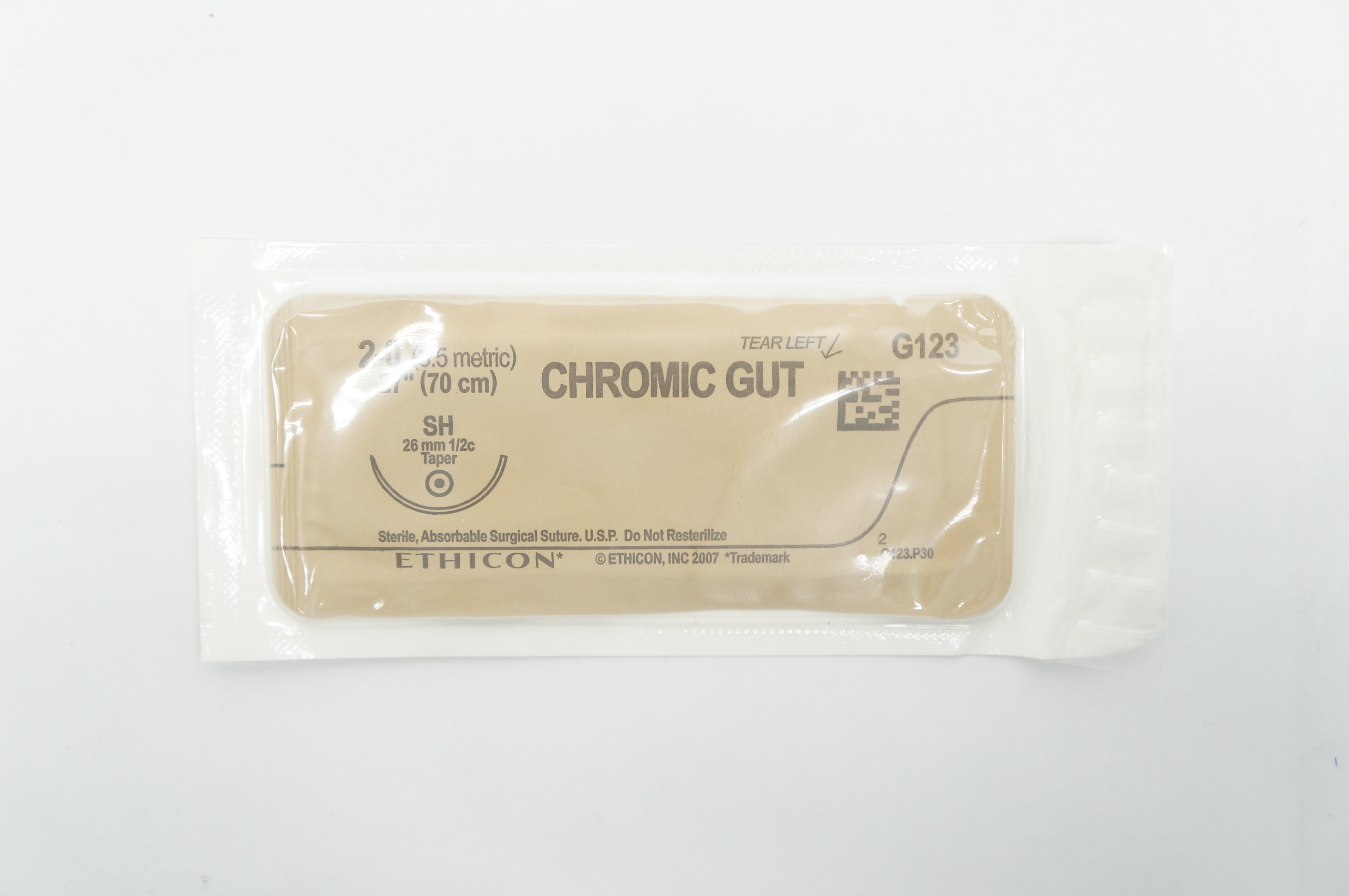 Ethicon G123 2-0 CHROMIC GUT, SH 26mm 1/2c Taper, 27inch (x)