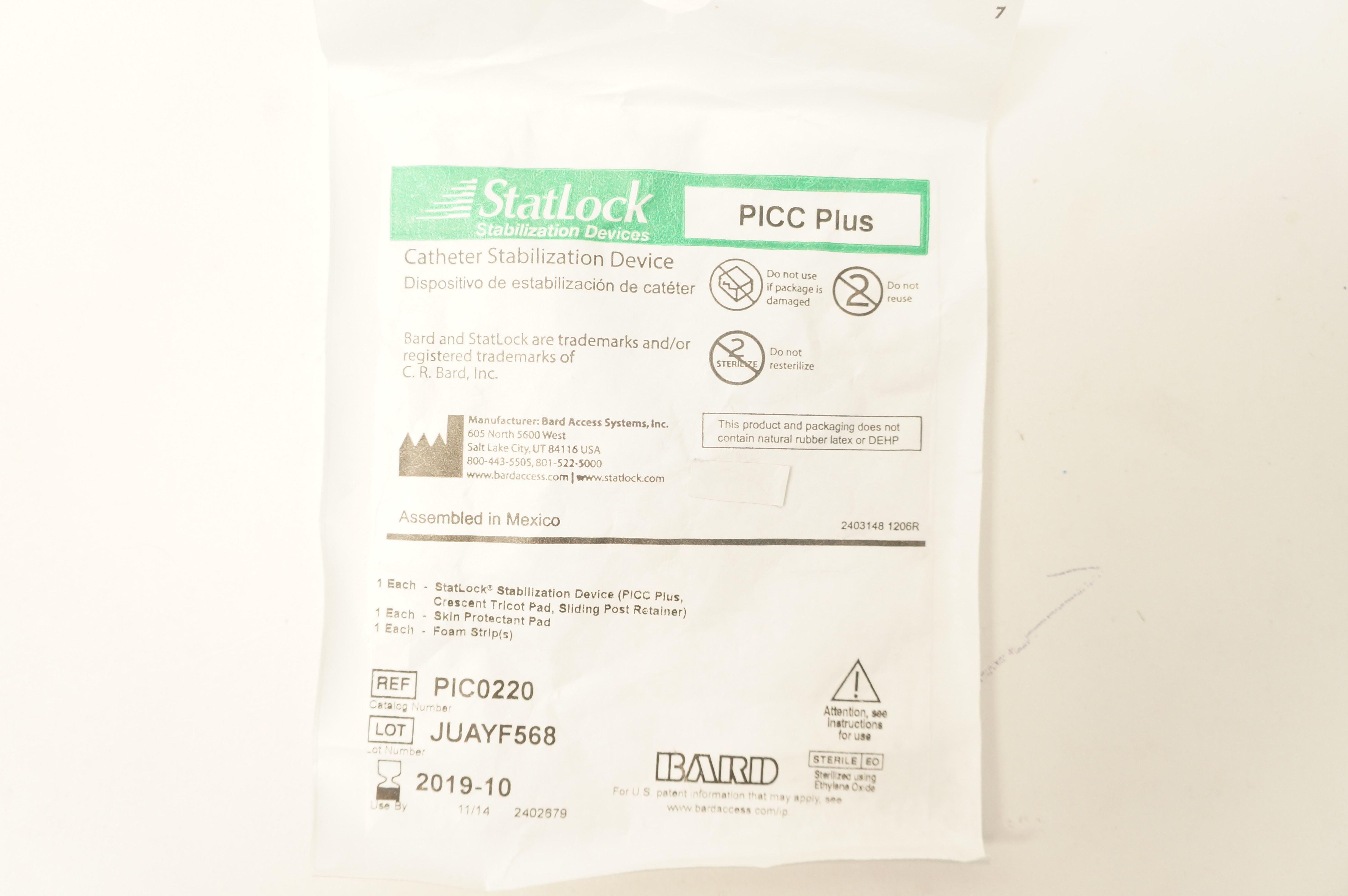 Bard PIC0220 StatLock Cath. Stabilization Device PICC Plus (x)