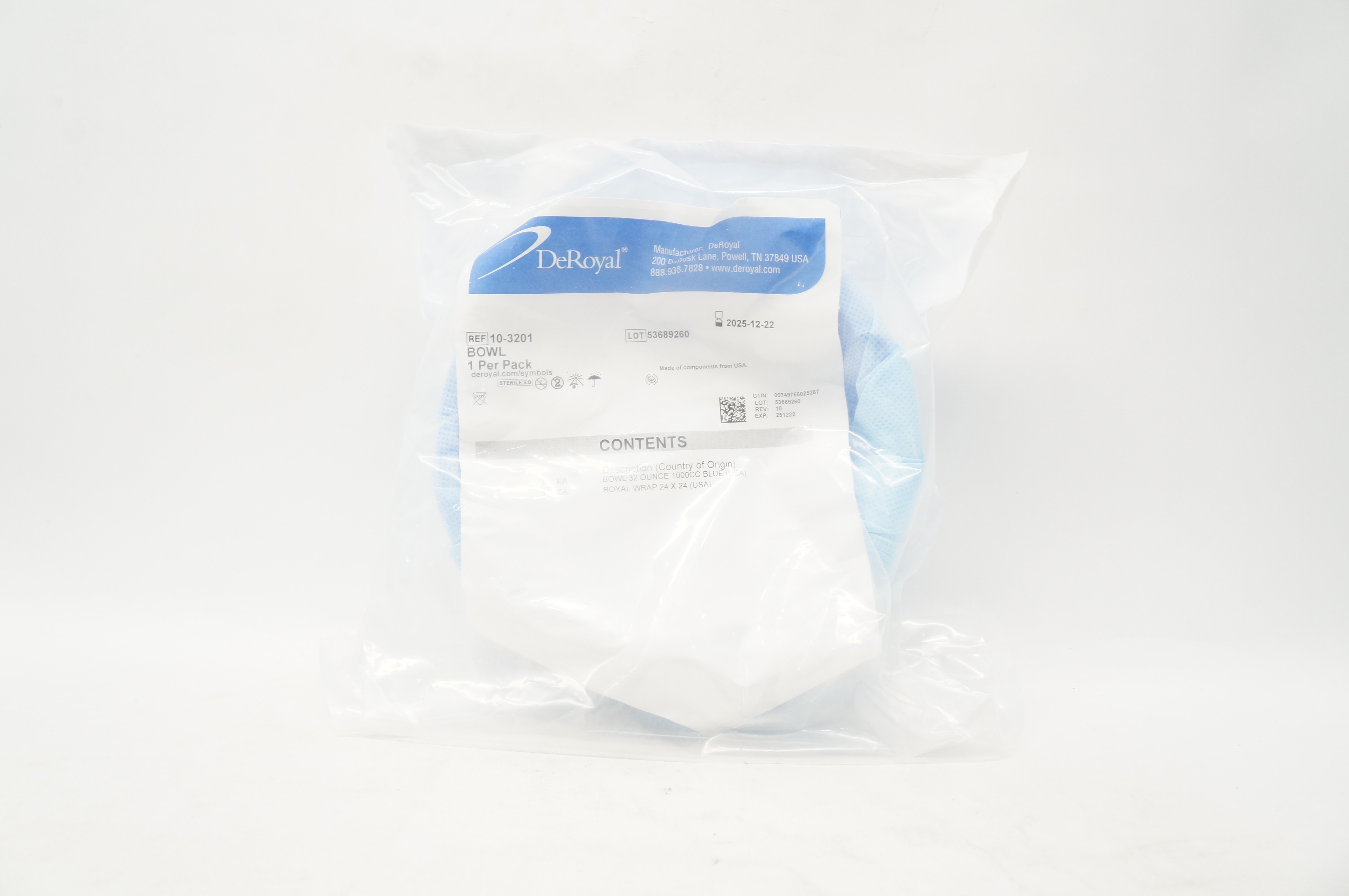 DeRoyal 10-3201 Bowl 1 Per Pack