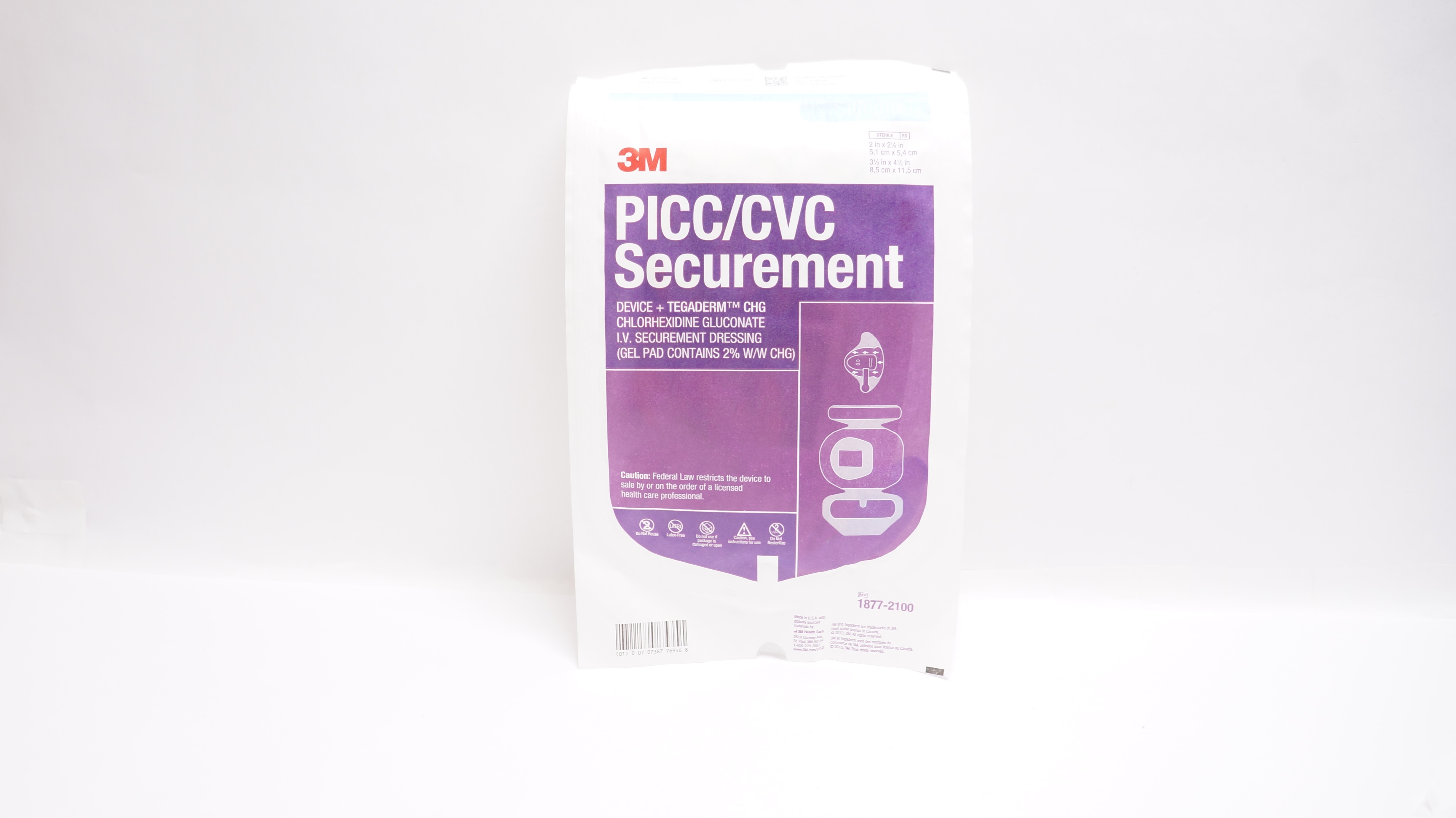 3M 1877-2100 PICC/CVC Securement Device Tegaderm CHG Dressing 2 x 2-1 ...