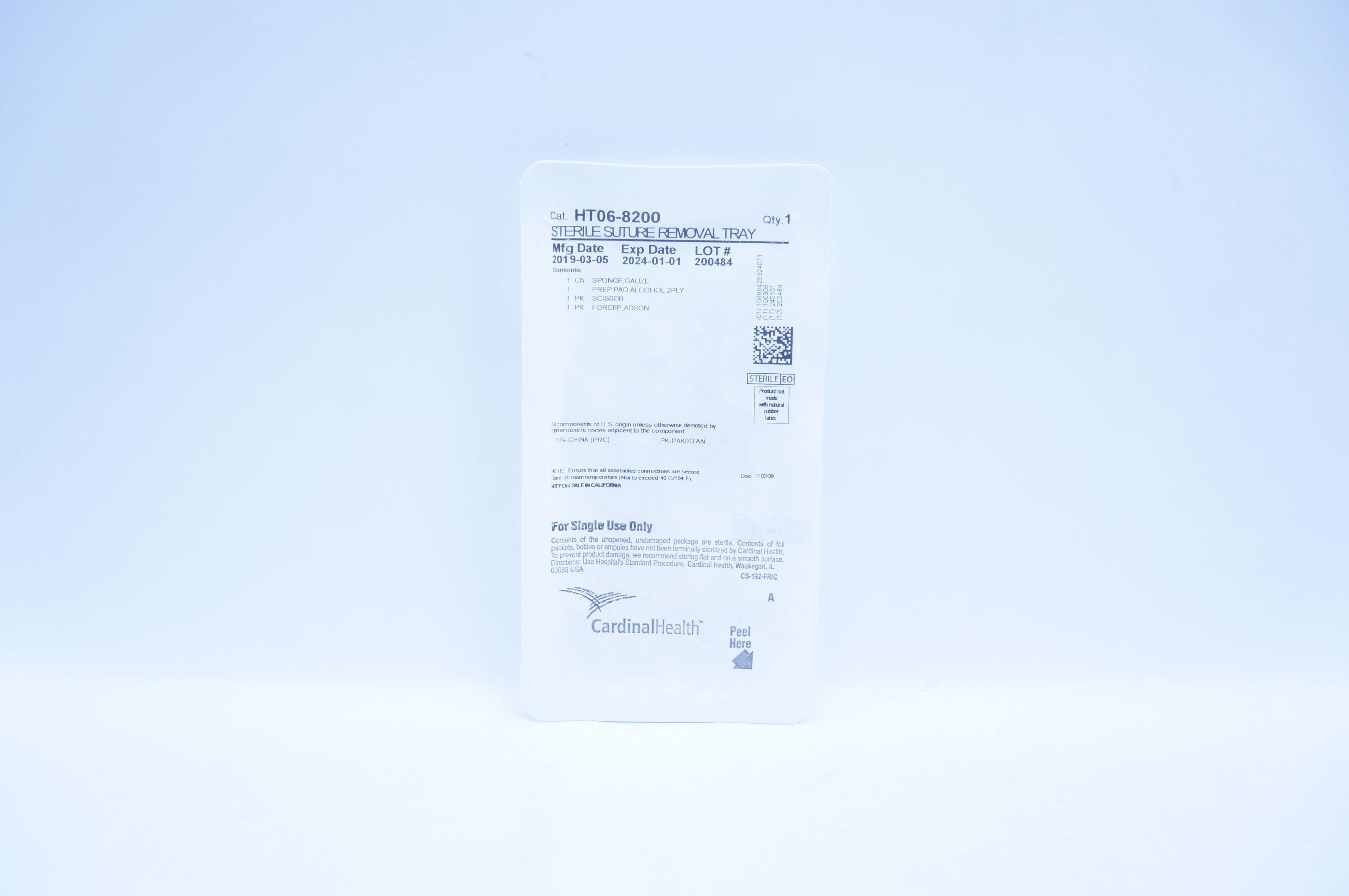 Cardinal Health HT06-8200 Sterile Stre. Removal Tray