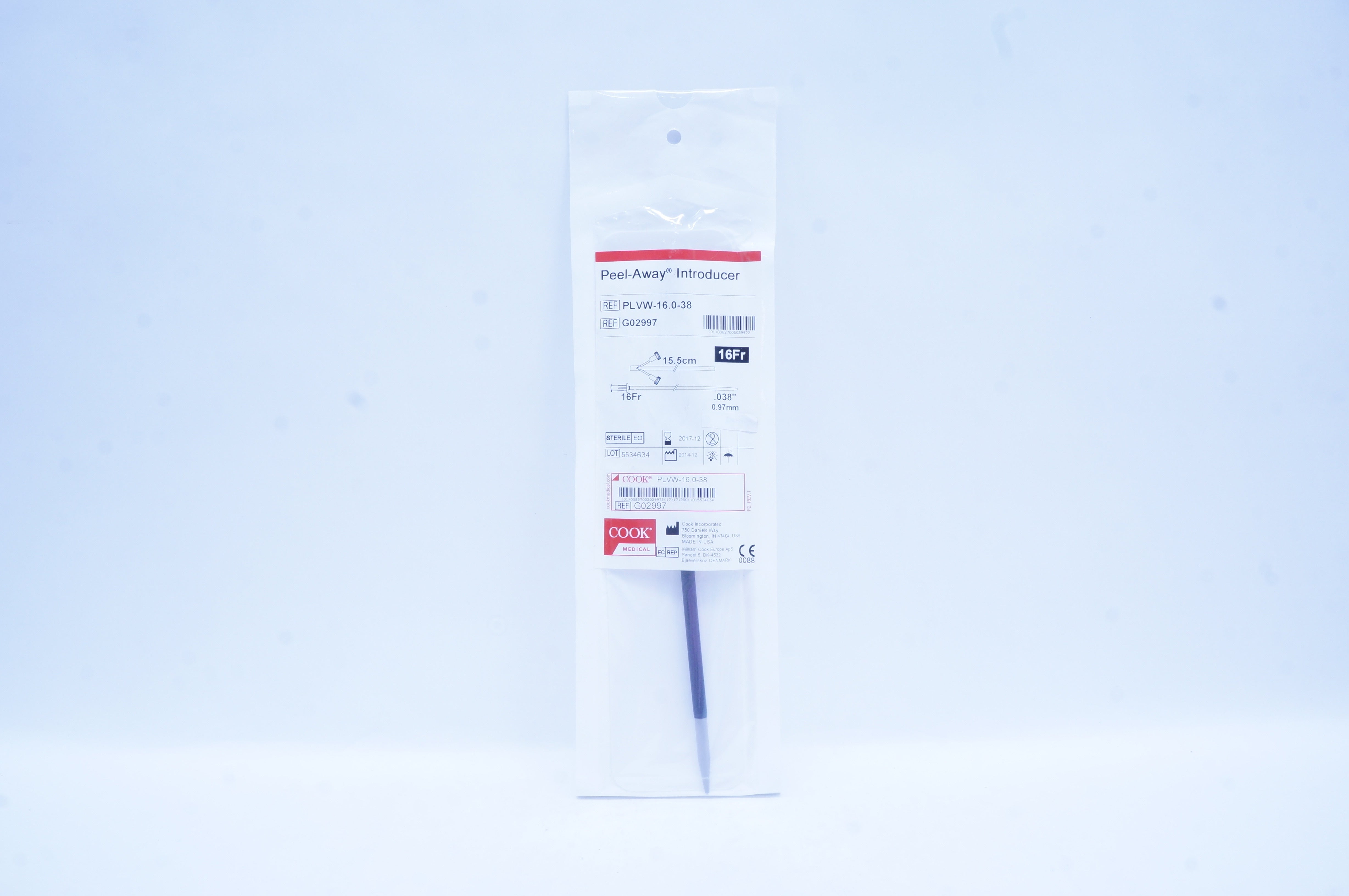 Cook Medical G02997 Peel-Away Introducer Set 16Fr x .038inch x 15.5cm (x)