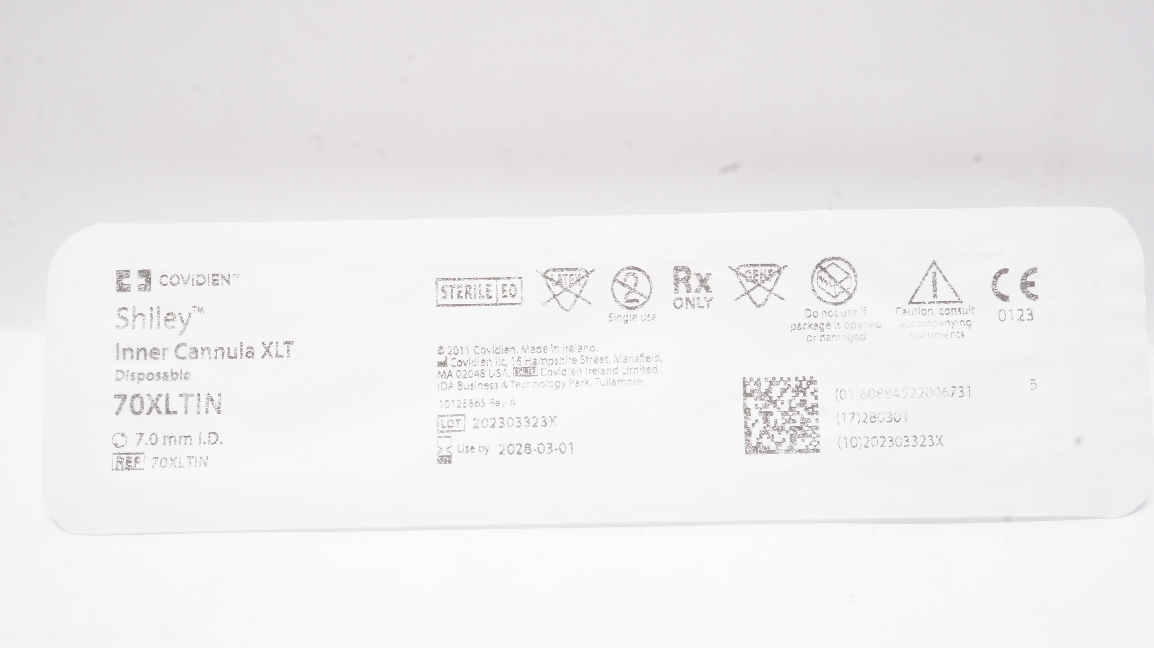 Covidien 70XLTIN Shiley Inner Cannula XLT Disposable 7.0mm I.D.