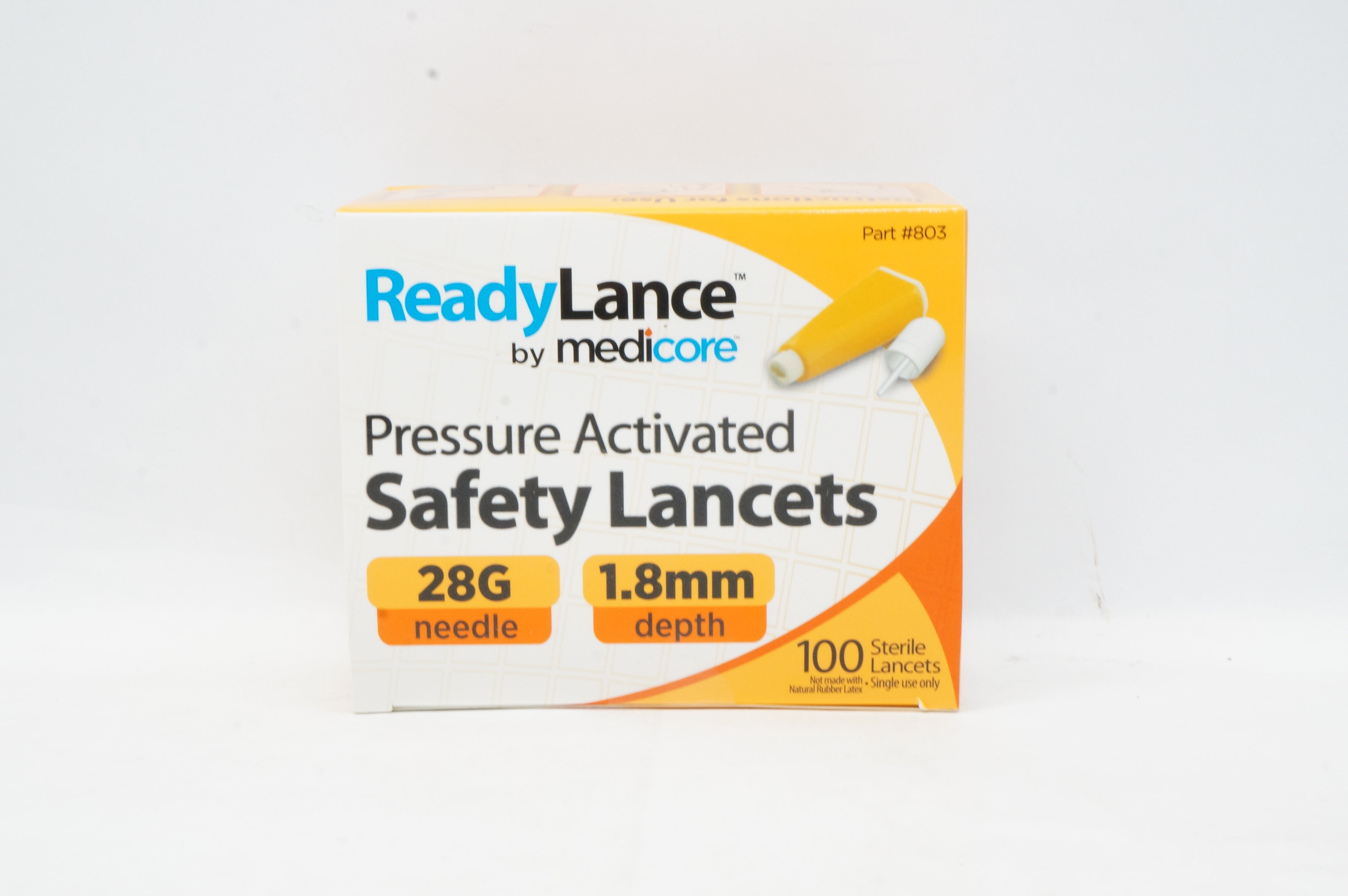 Medicore 803 ReadyLance Pressure Activated Safety Lancets 26G x 1.8mm ...