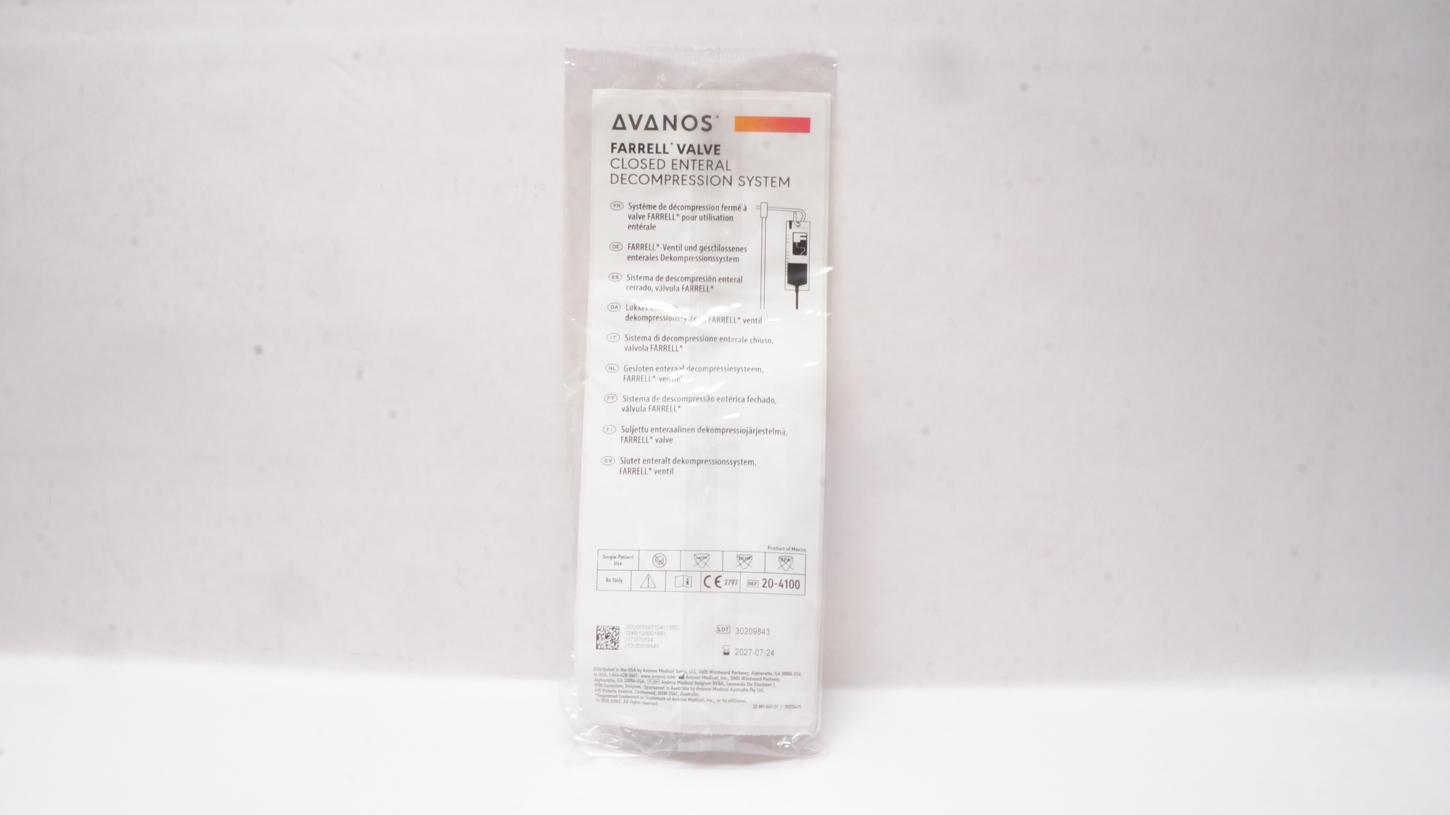 Halyard 20-4100 Farrell Valve Closed Enteral Decompression System