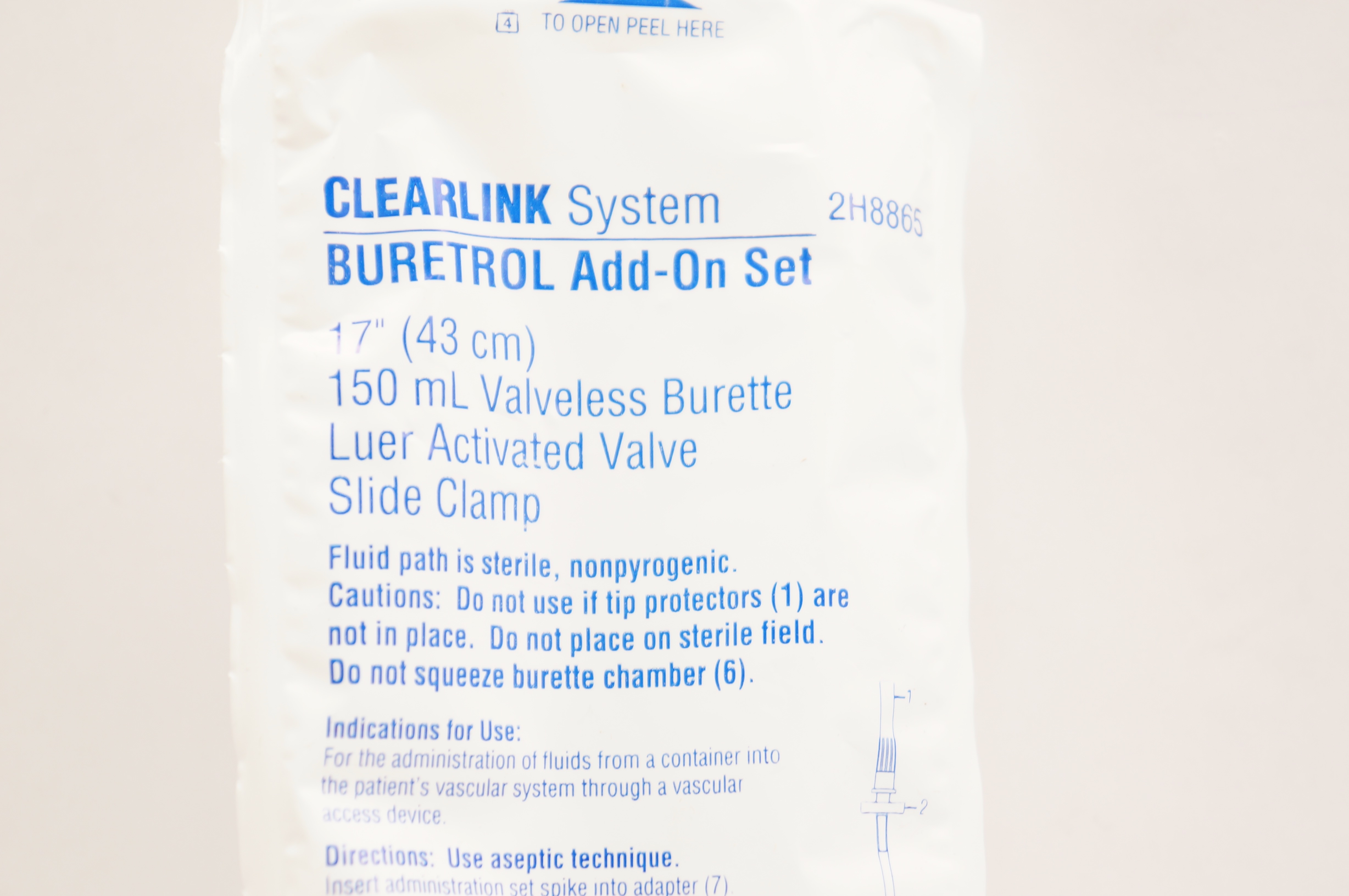 Baxter 2H8865 Clearlink System Buretrol Add-On Set 17inch x 150mL