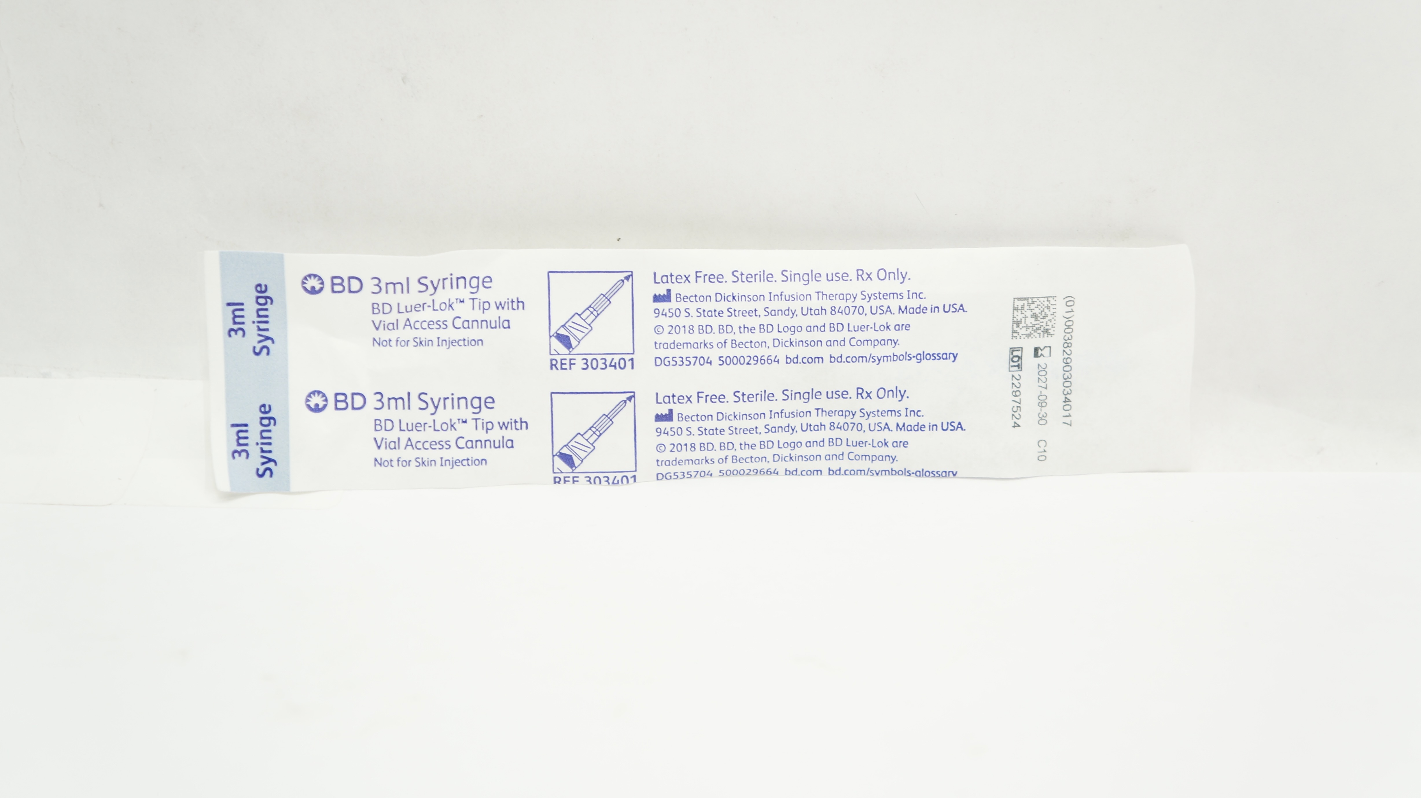BD 303401 3ml Syringe Luer-Lock Tip with Vial Access Cannula