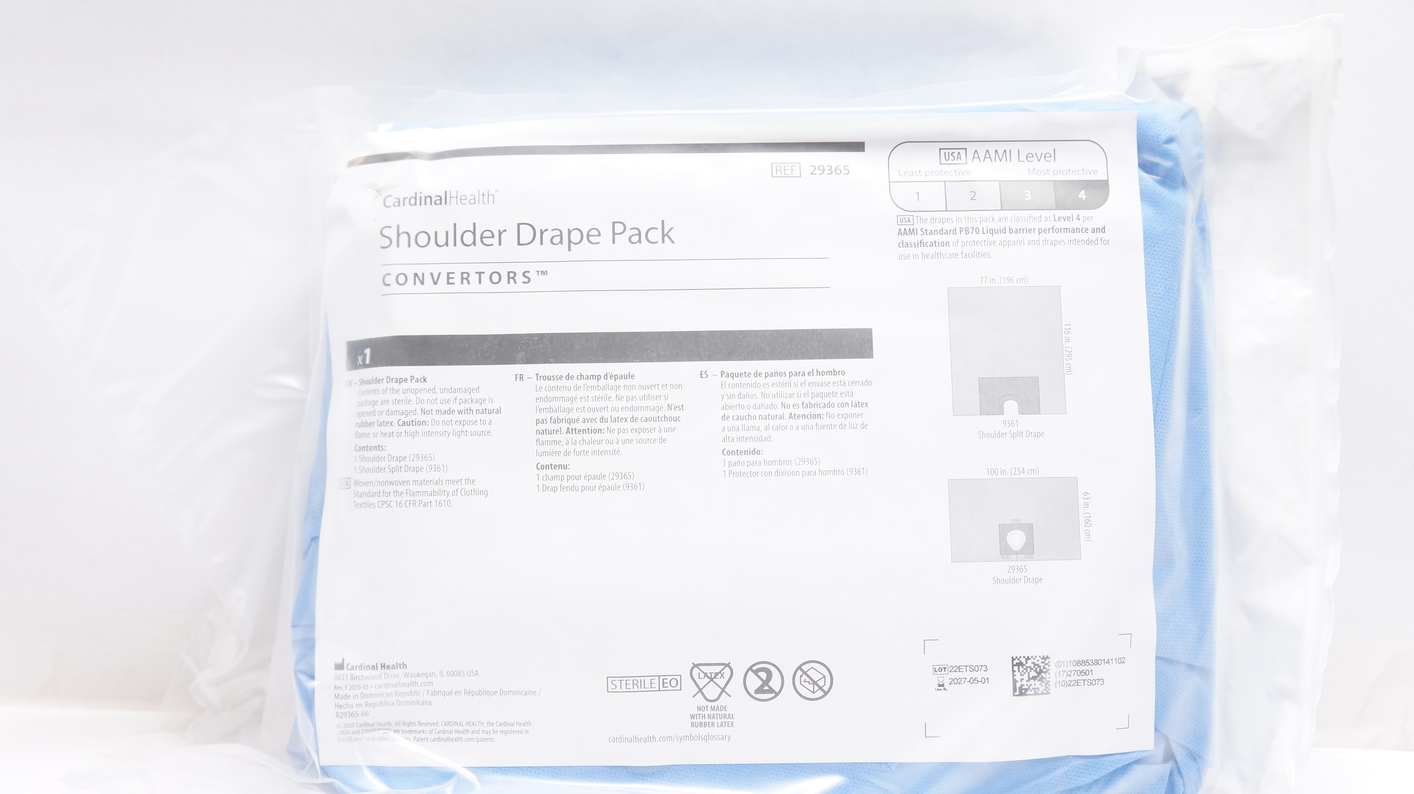 Cardinal Health 29365 Convertors Shoulder Drape Pack 77 x 116inch 100 x ...