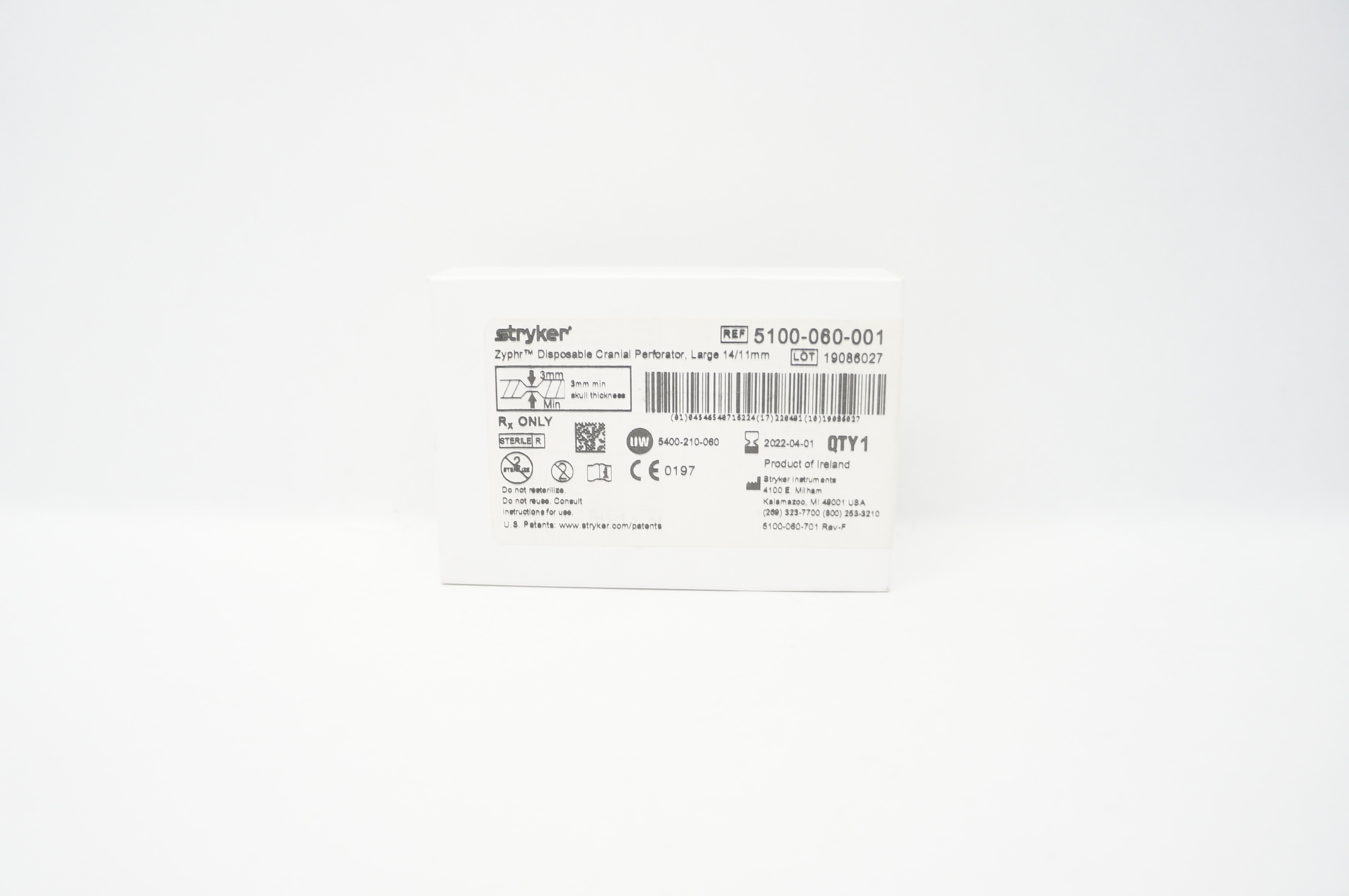 Stryker 5100-060-001 Zyphr Disposable Cranial Perforator Large 14/11 mm (x)