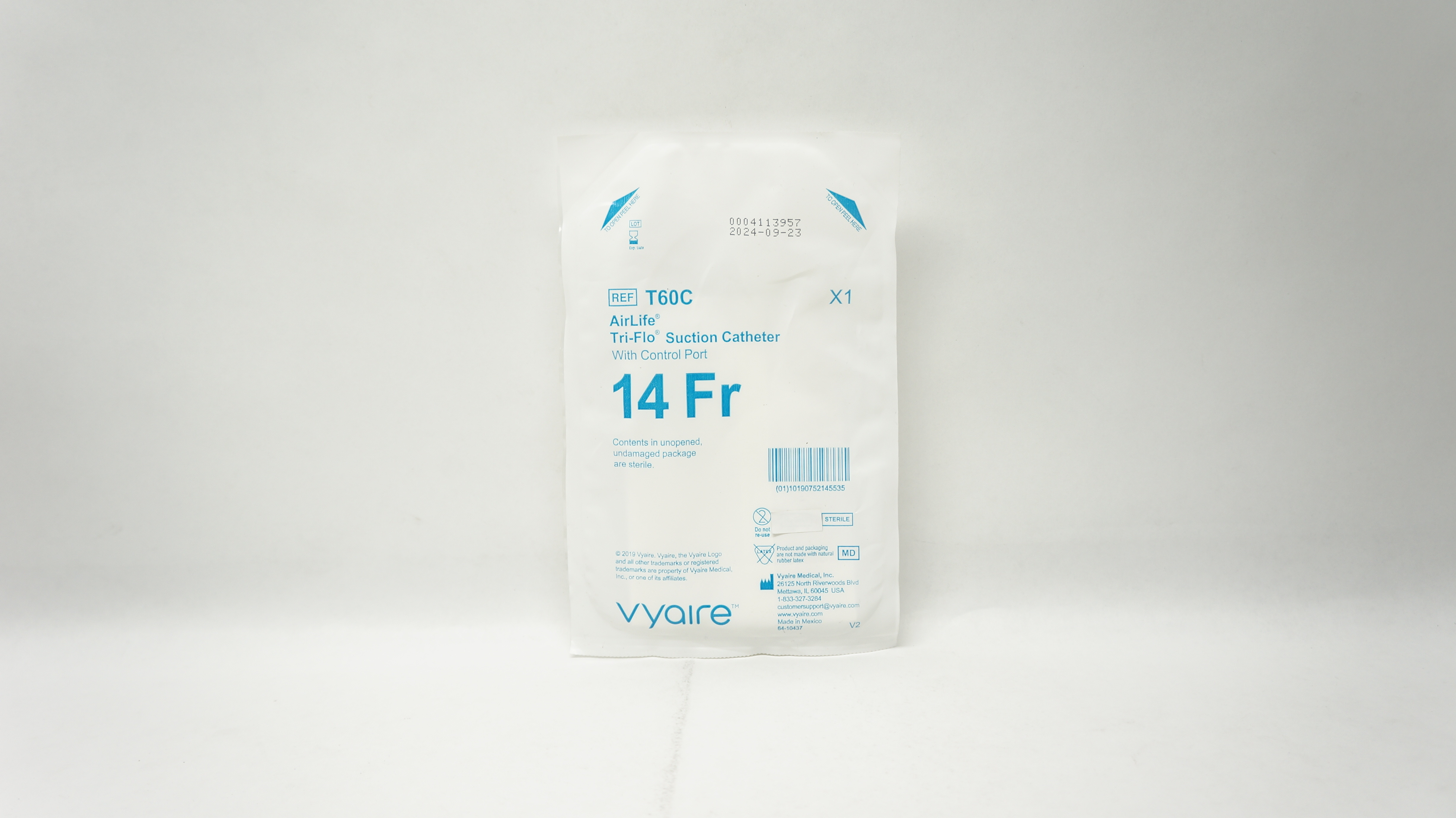Vyaire T60C AirLife Tri-Flo Suction Cath. with Control Port, 14Fr