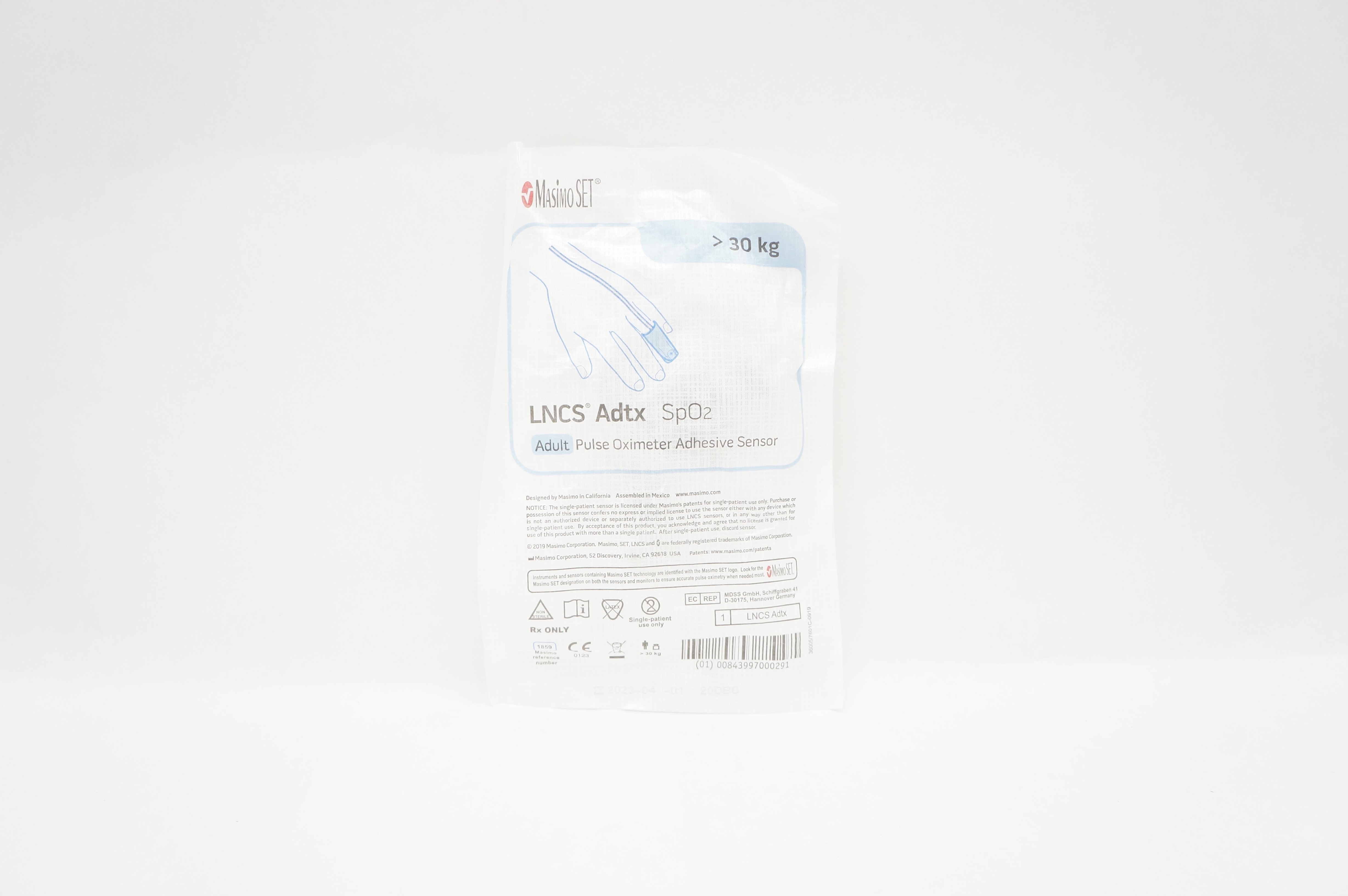 Masimo 1859 LNCS Adtx SpO2 Adult Pulse Oximeter Adhesive Sensor >30 kg (x)