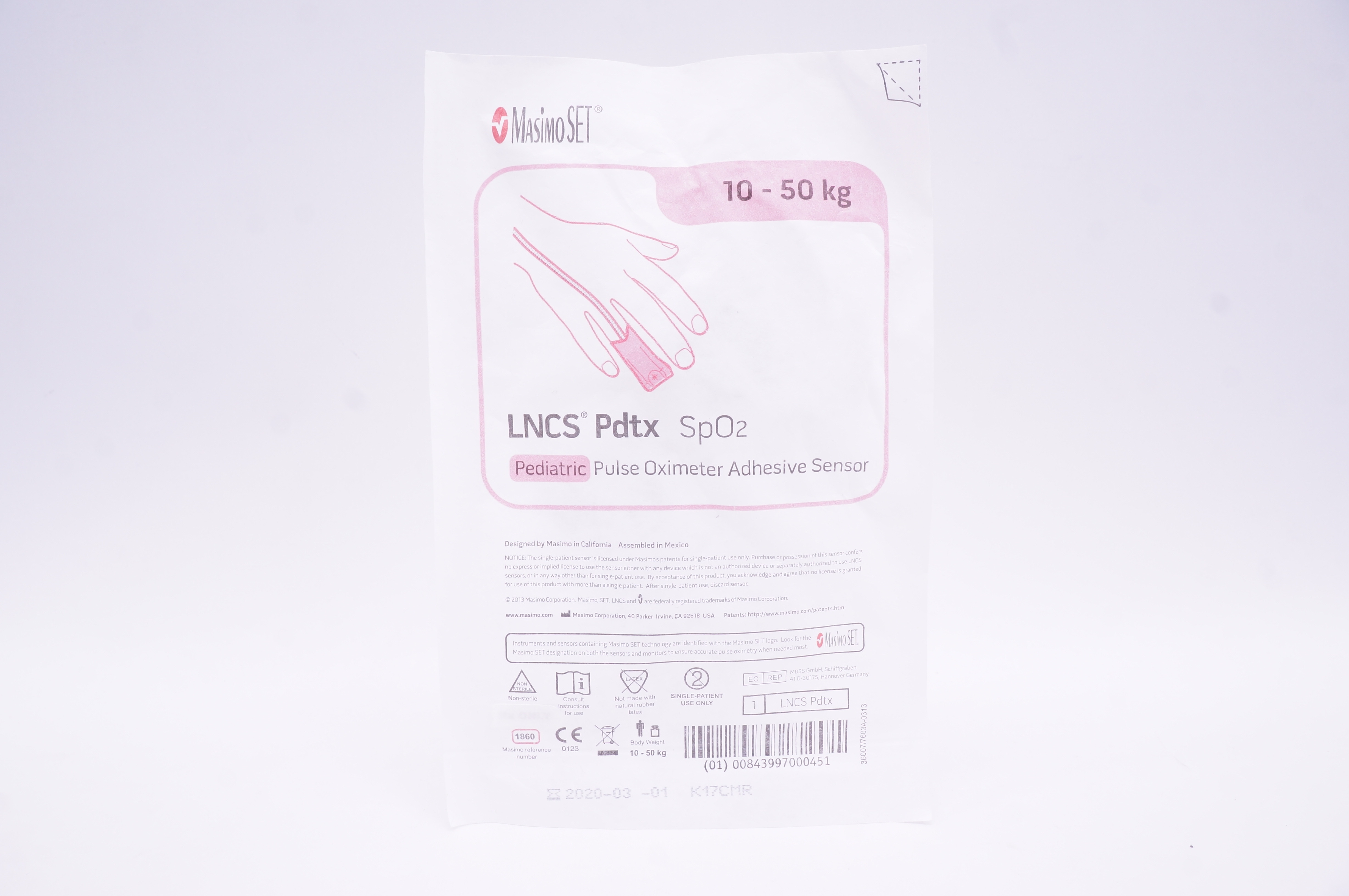 Masimo 1860 LNCS Pdtx SpO2 Pediatric Pulse Oximeter Adhesive Sensor 10 ...