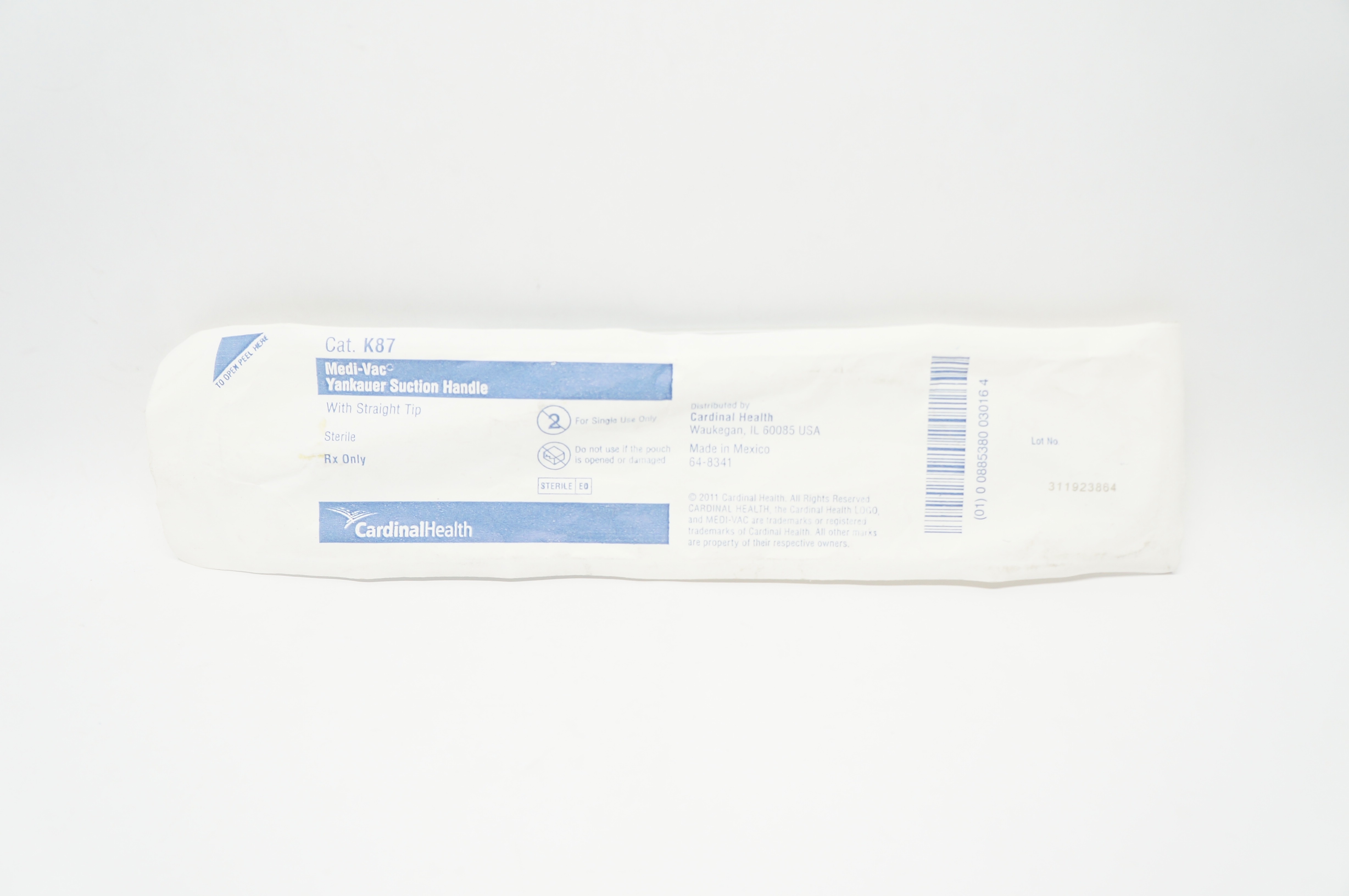 Cardinal Health K87 Medi-Vac Yankauer Suction Handle w/Straight Tip