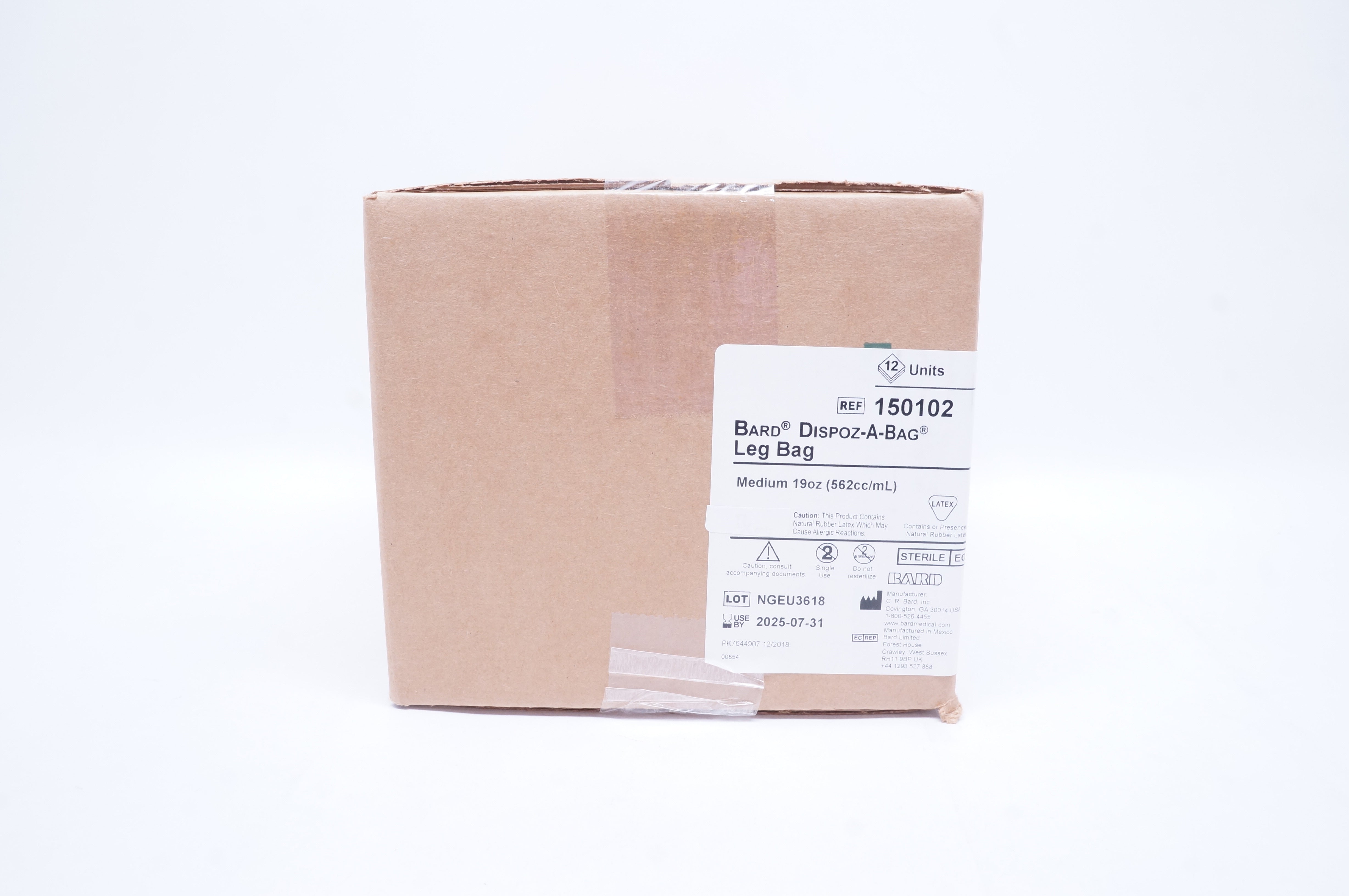 Bard 150102 Dispoz-A-Bag Medium Leg Bag and Two Latex Leg Straps - Case ...