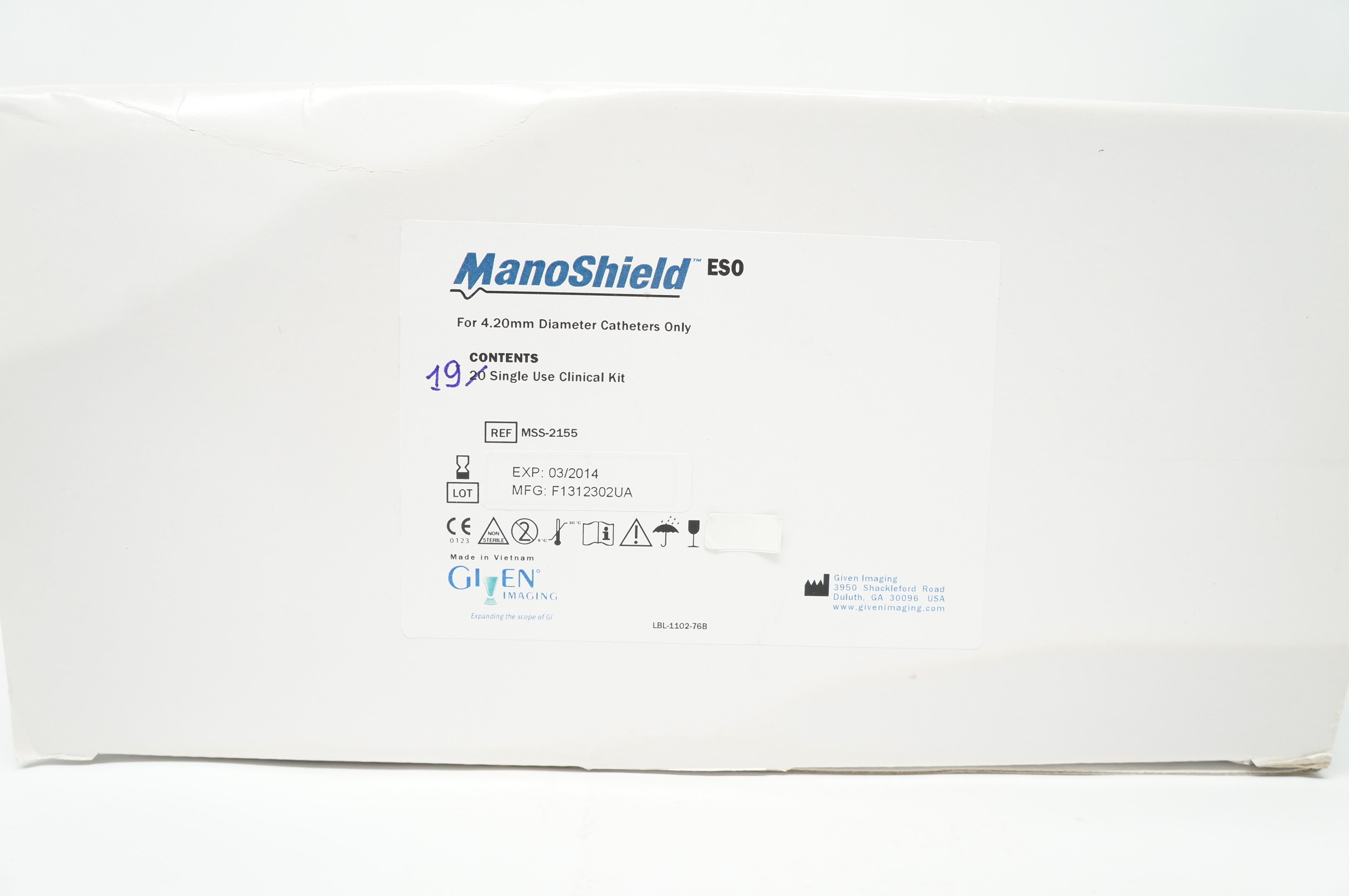 Given Imaging MSS-2155 ManoShield for 4.20mm Diameter Caths. - Box of ...
